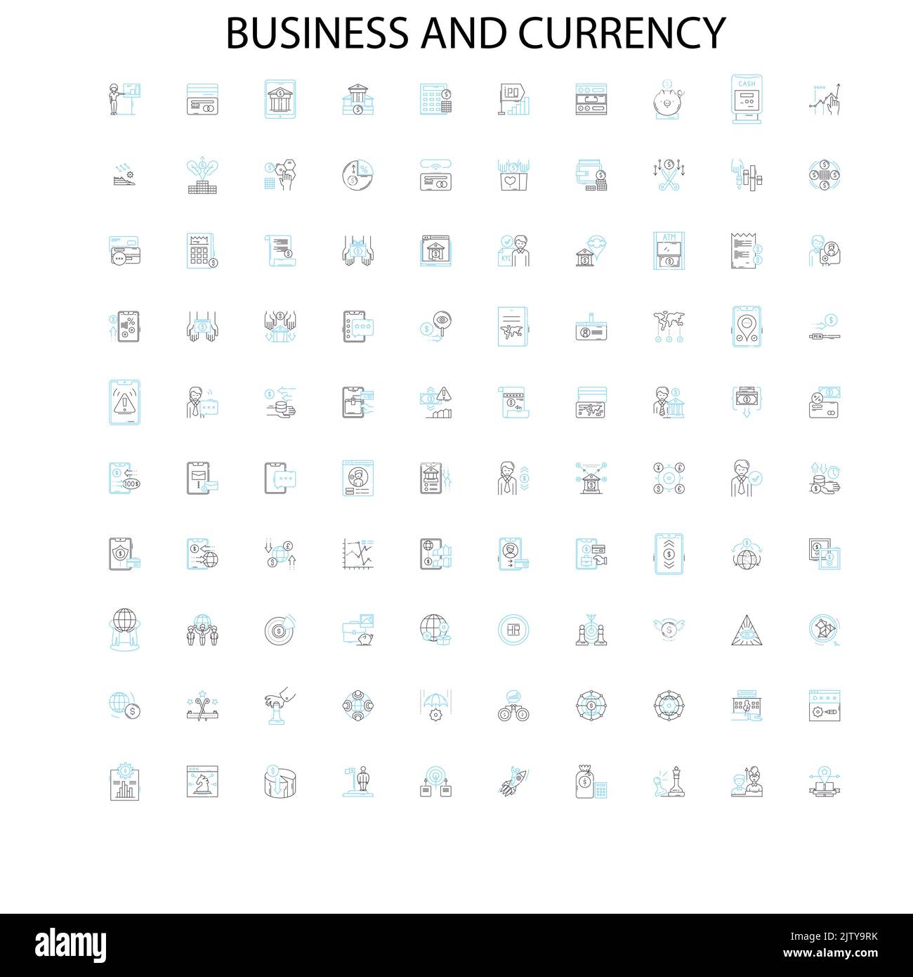 business and currency icons, signs, outline symbols, concept linear ...