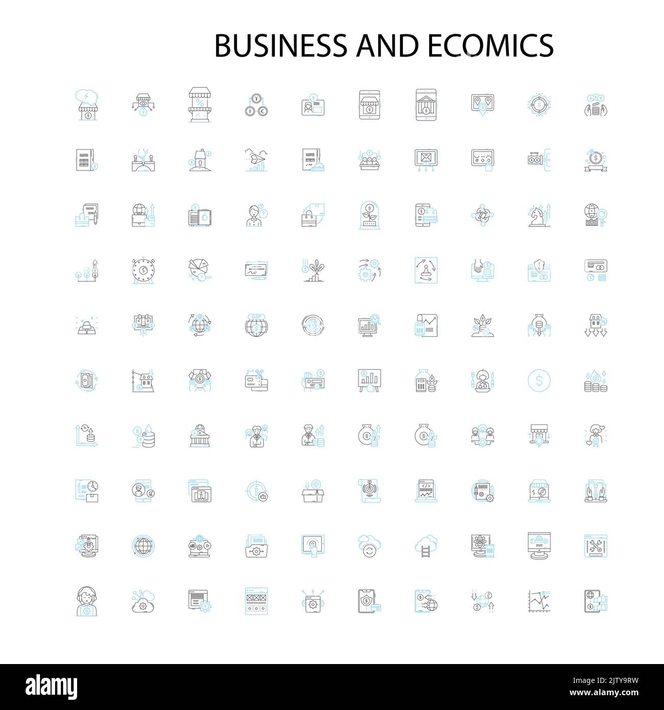 business and ecomics icons, signs, outline symbols, concept linear ...
