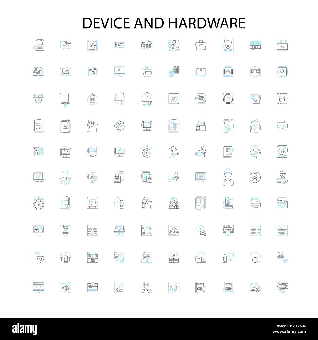 device and hardware icons, signs, outline symbols, concept linear ...