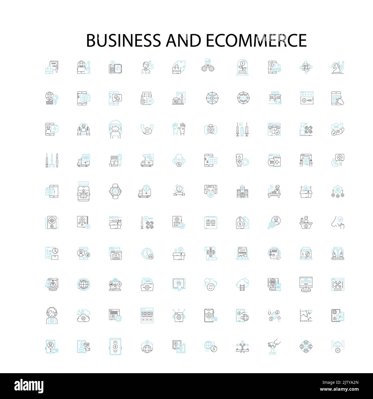business and ecommerce icons, signs, outline symbols, concept linear illustration line ...