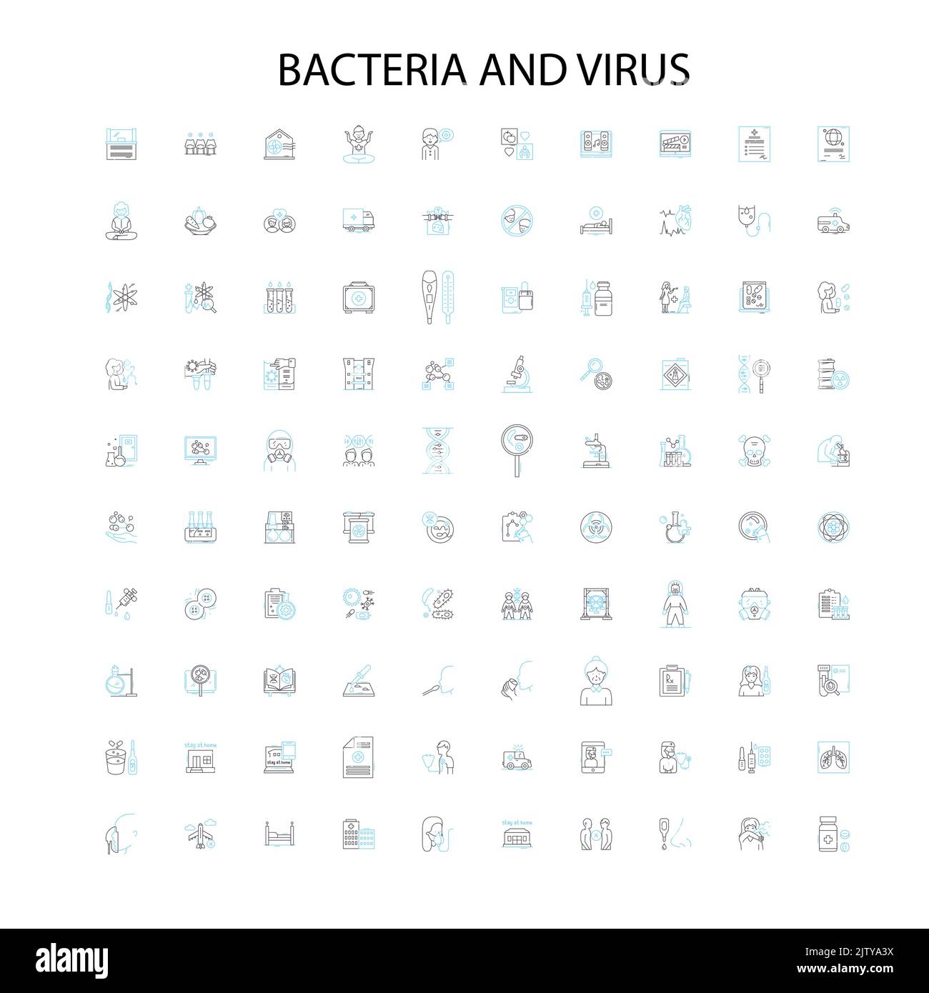 bacteria and virus icons, signs, outline symbols, concept linear ...