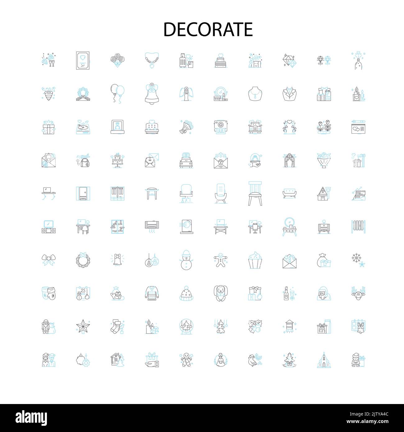 decorate icons, signs, outline symbols, concept linear illustration ...