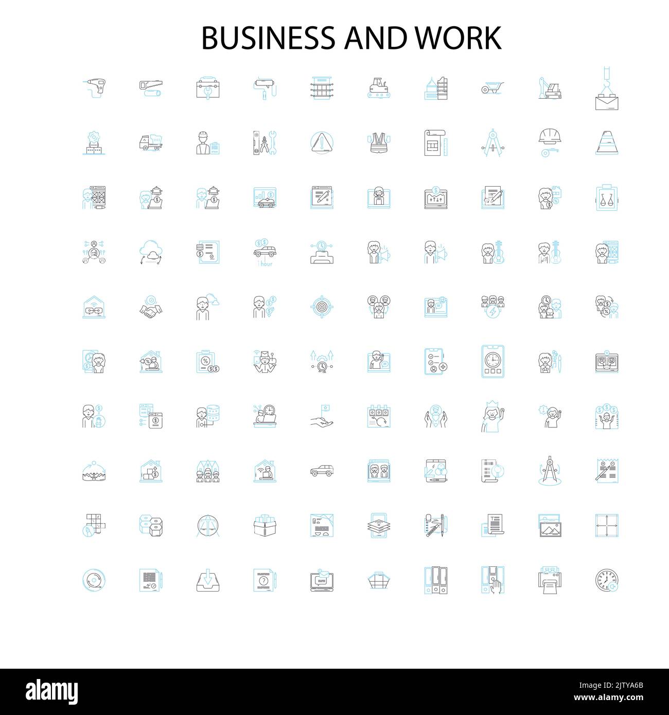 business and work icons, signs, outline symbols, concept linear ...
