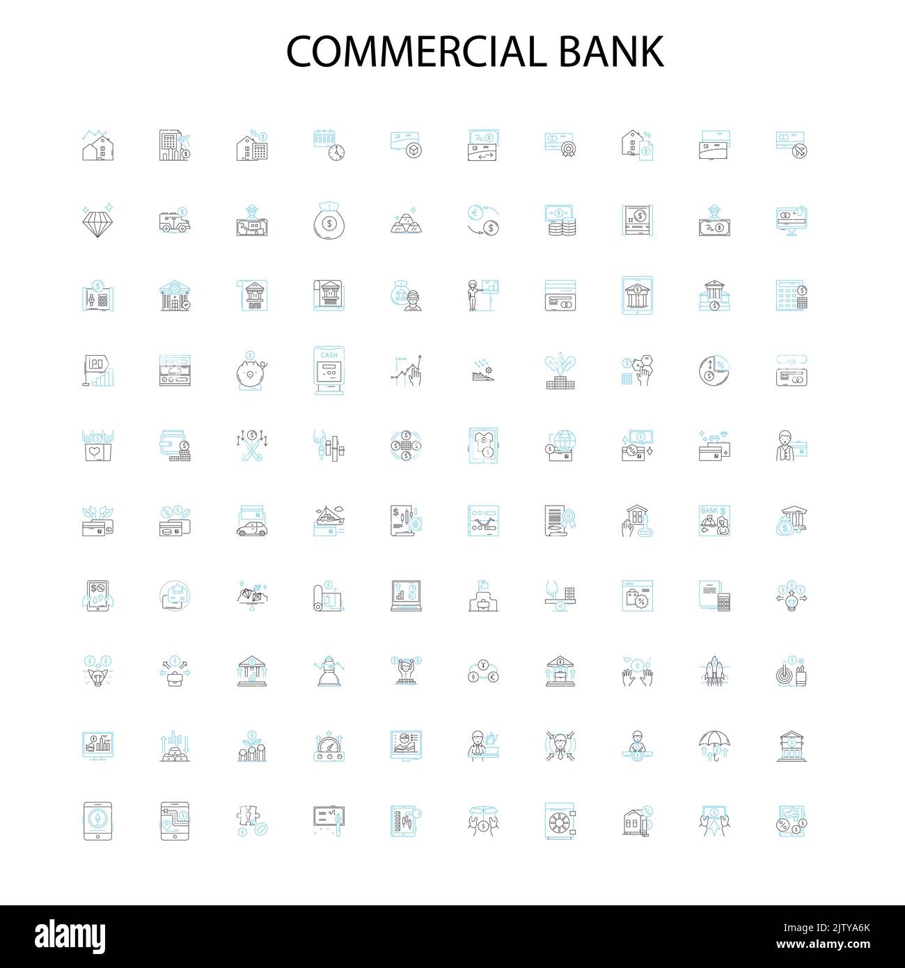 commercial bank icons, signs, outline symbols, concept linear ... commercial bank icons, signs, outline symbols, concept linear ...