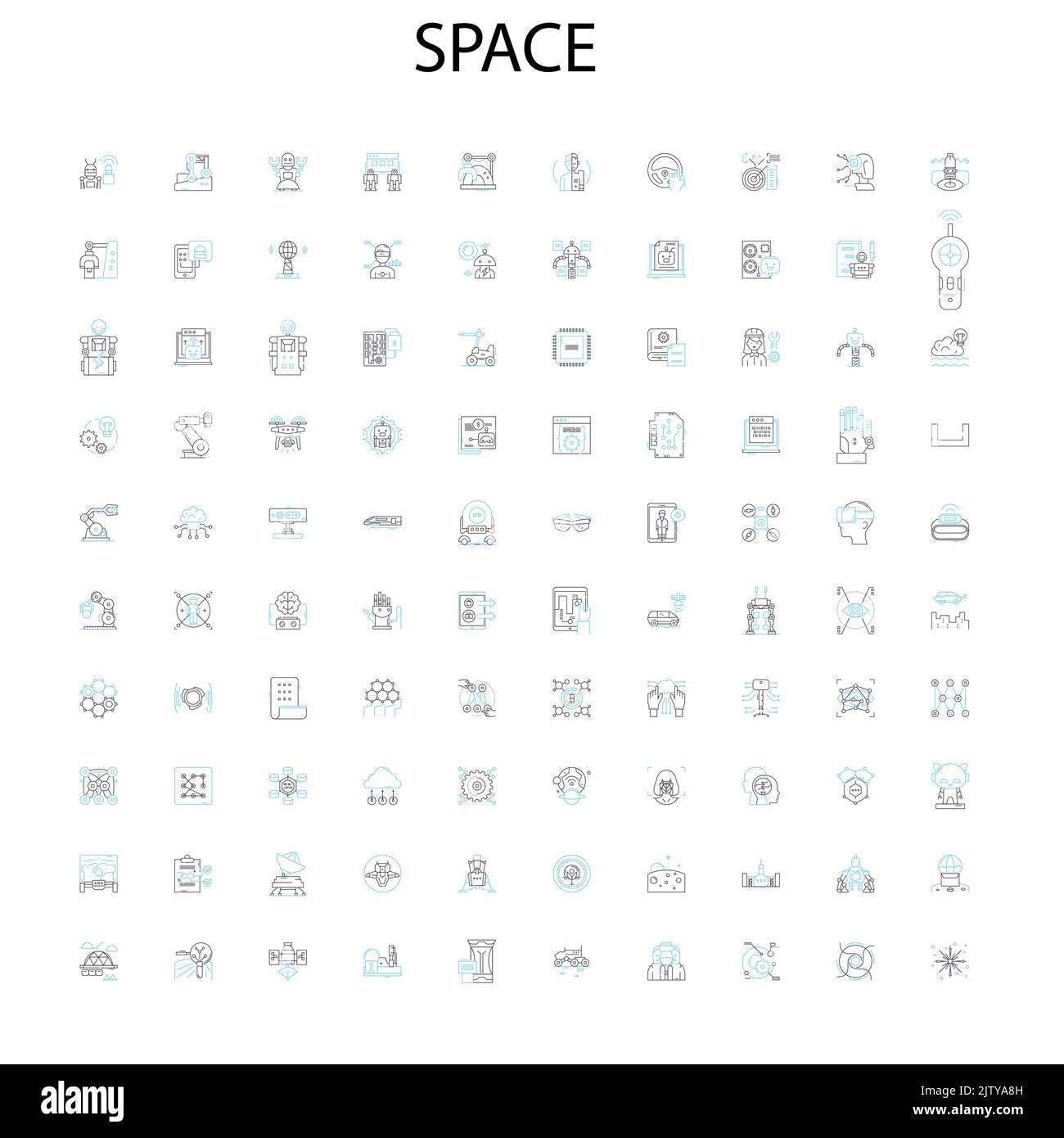 space icons, signs, outline symbols, concept linear illustration line ...