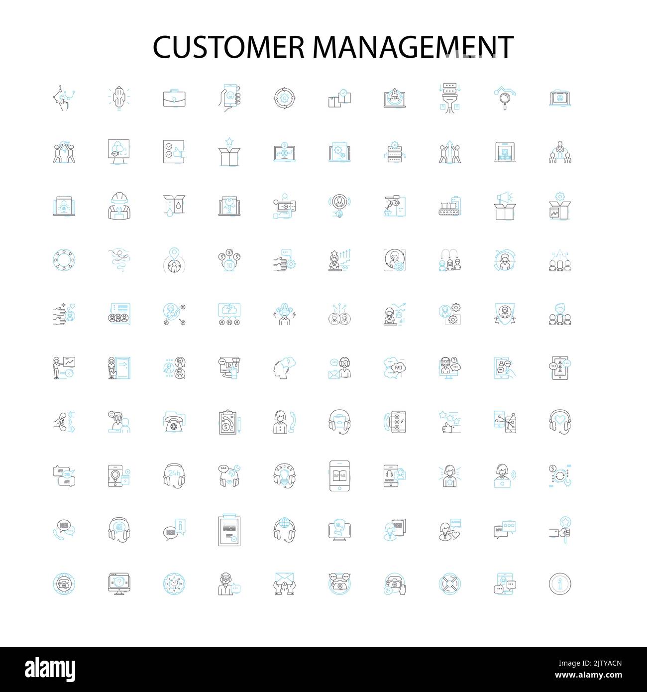 customer management icons, signs, outline symbols, concept linear ...