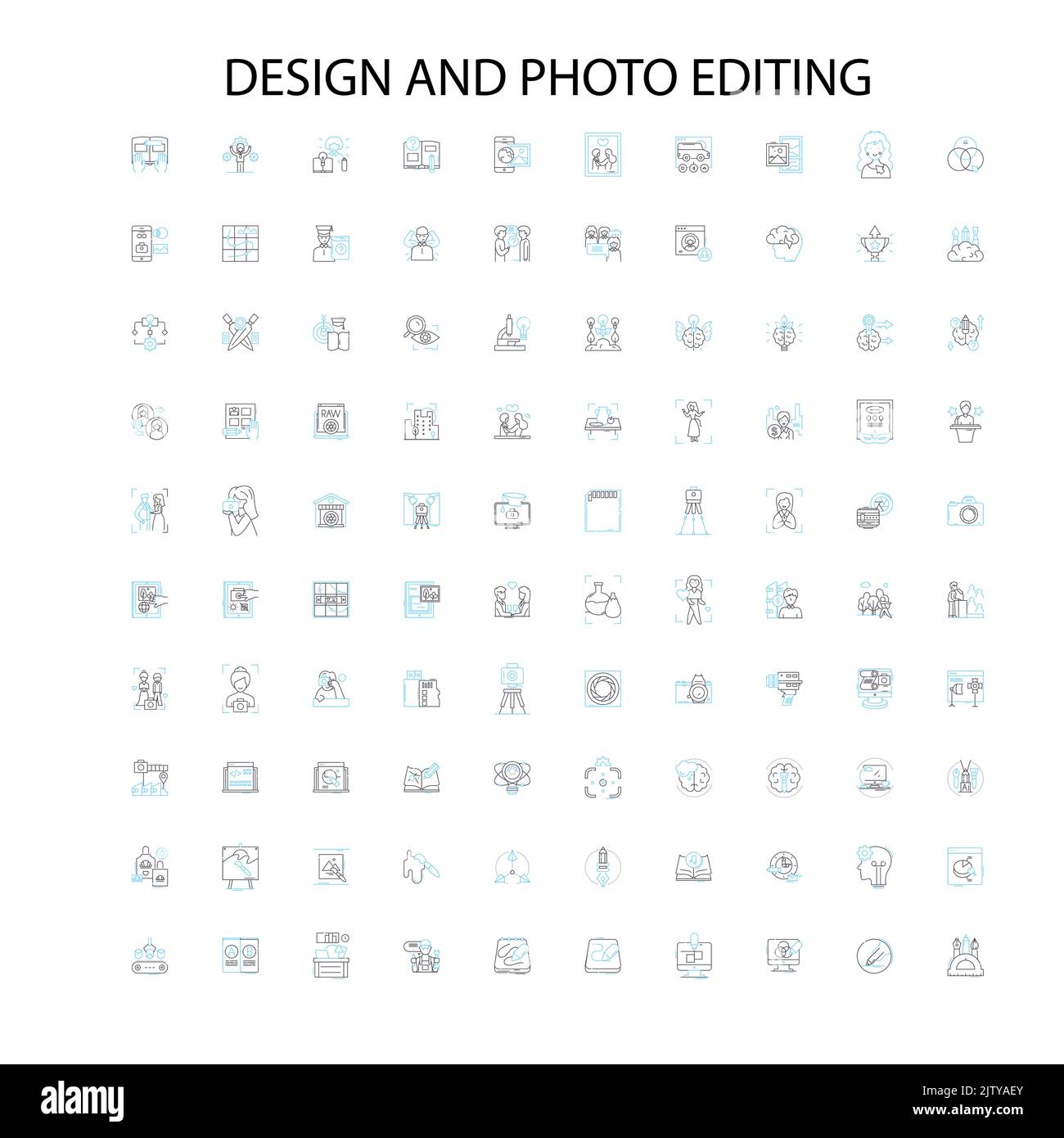 design and photo editing icons, signs, outline symbols, concept linear ...