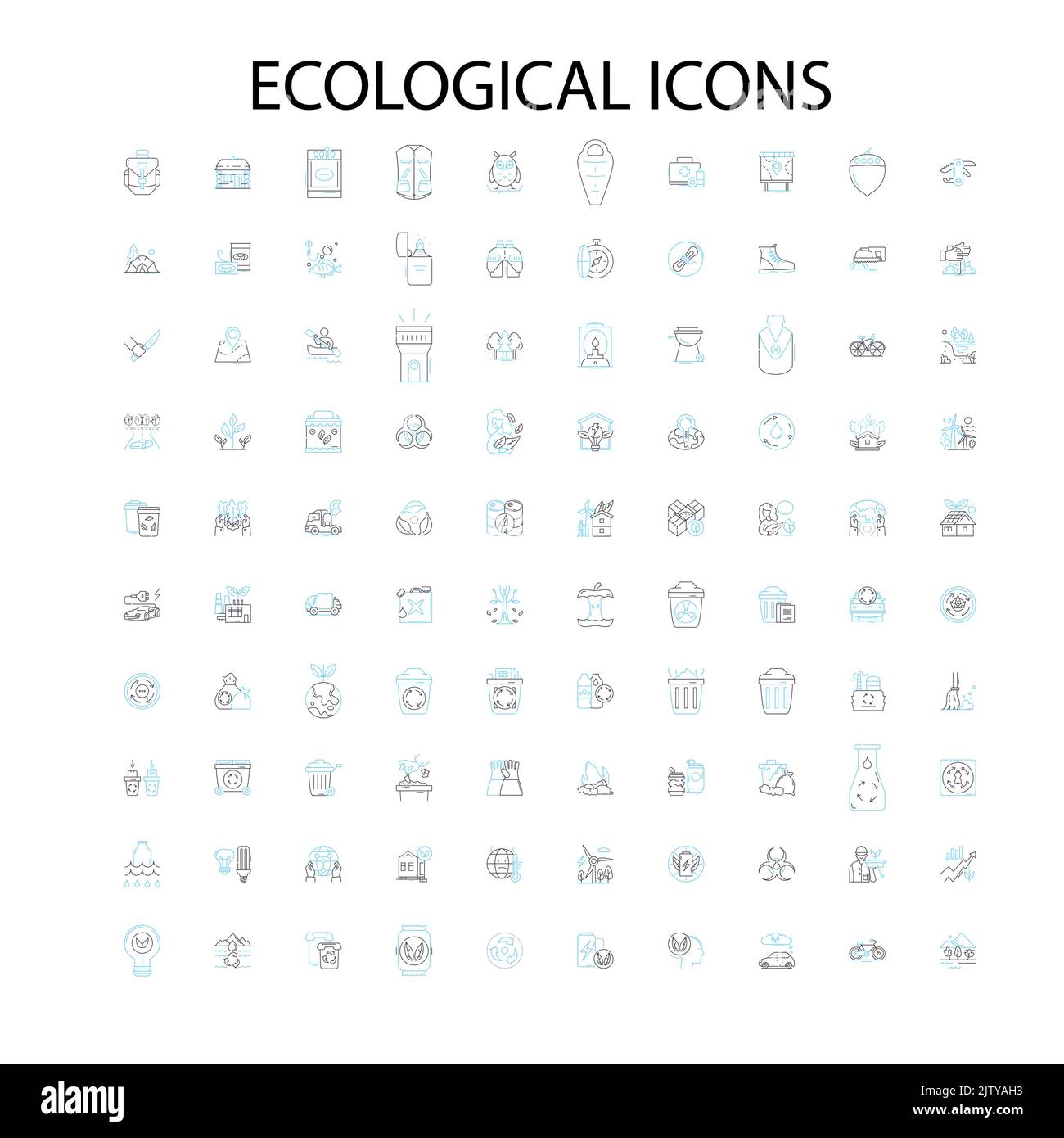 ecological icons, signs, outline symbols, concept linear illustration ...