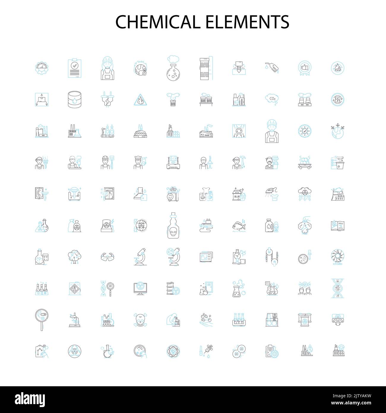 chemical elements concept icons, signs, outline symbols, concept linear ...