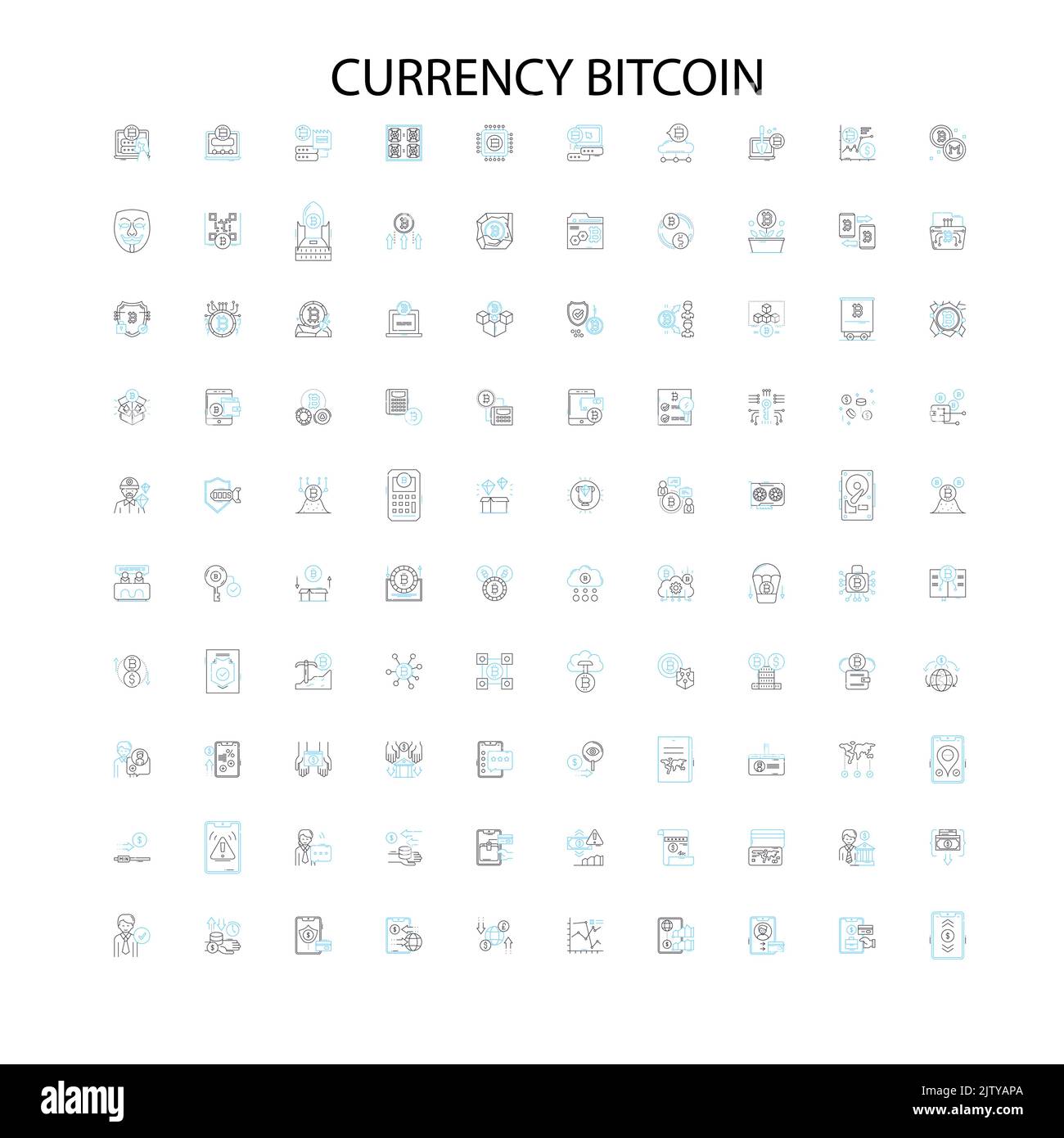currency bitcoin icons, signs, outline symbols, concept linear ...