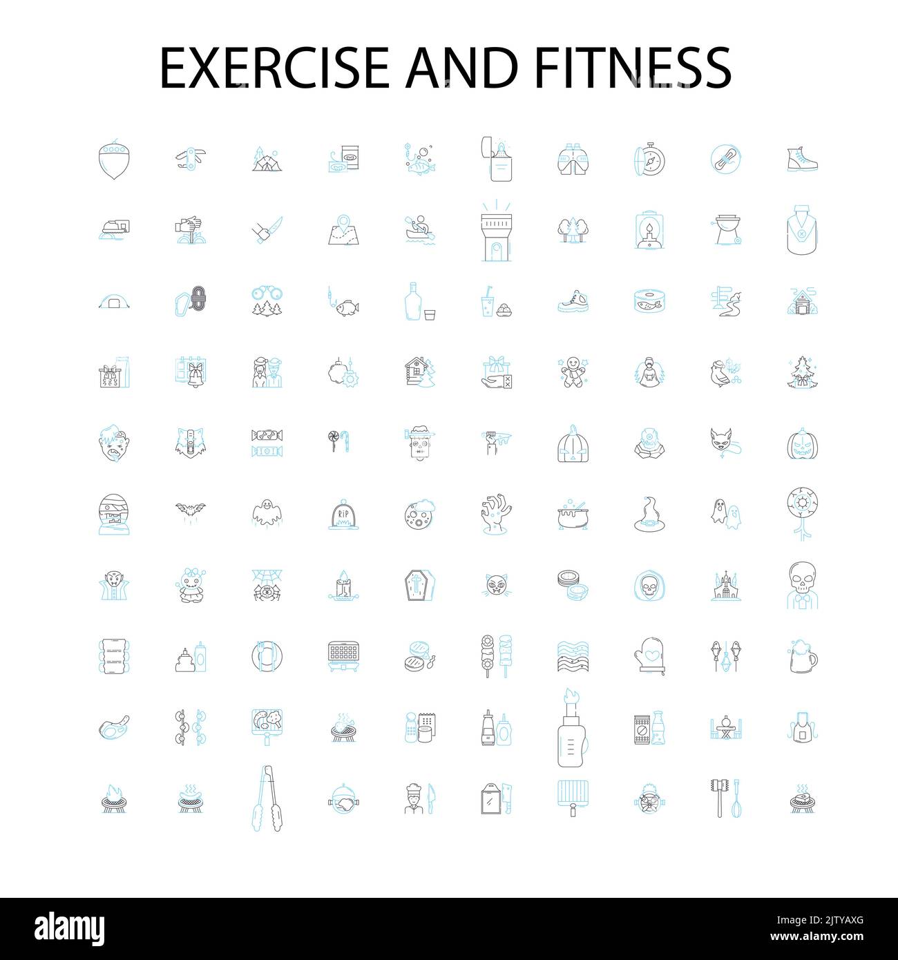 Exercise And Fitness Icons Signs Outline Symbols Concept Linear