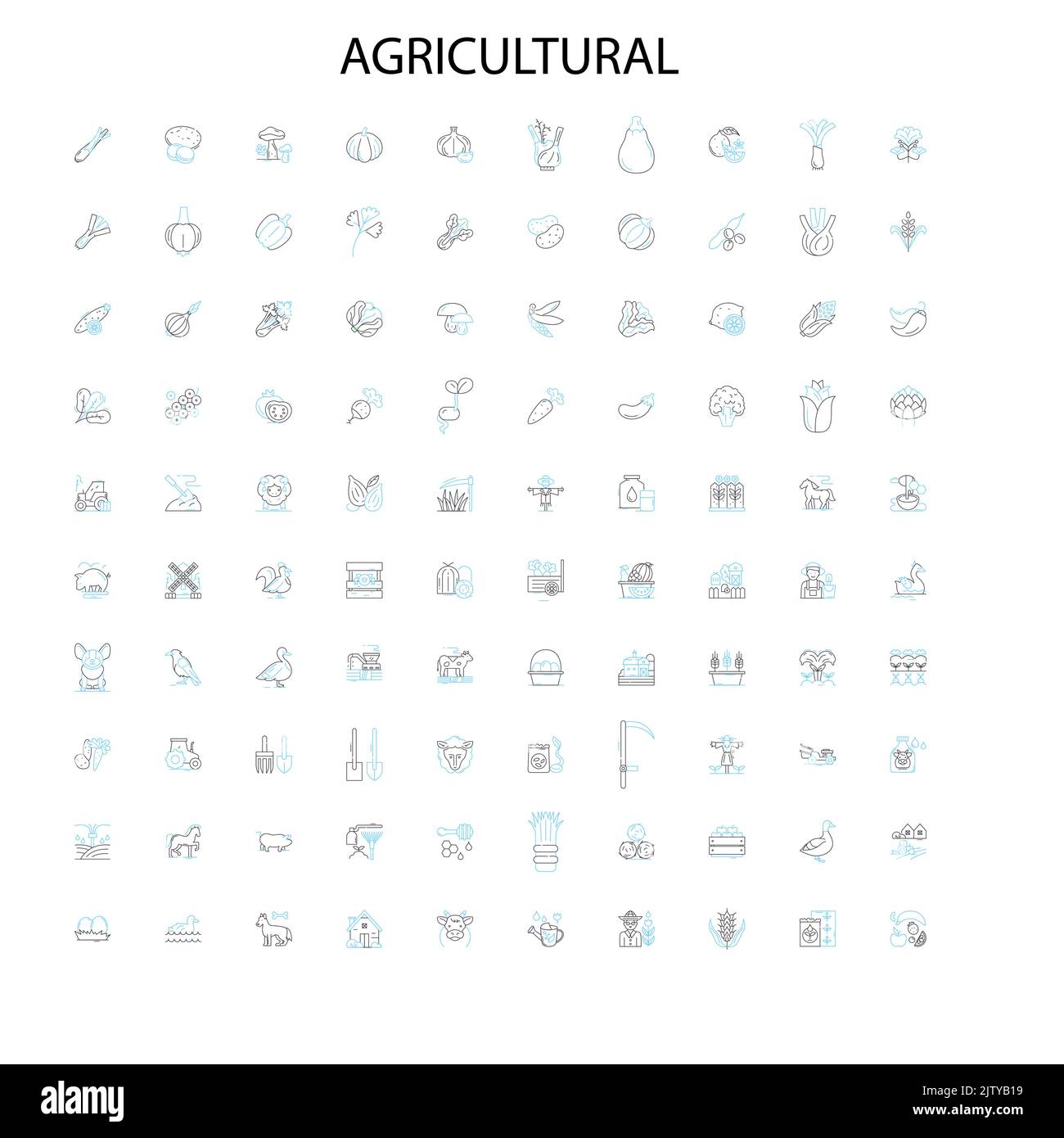 agricultural icons, signs, outline symbols, concept linear illustration line collection Stock ...