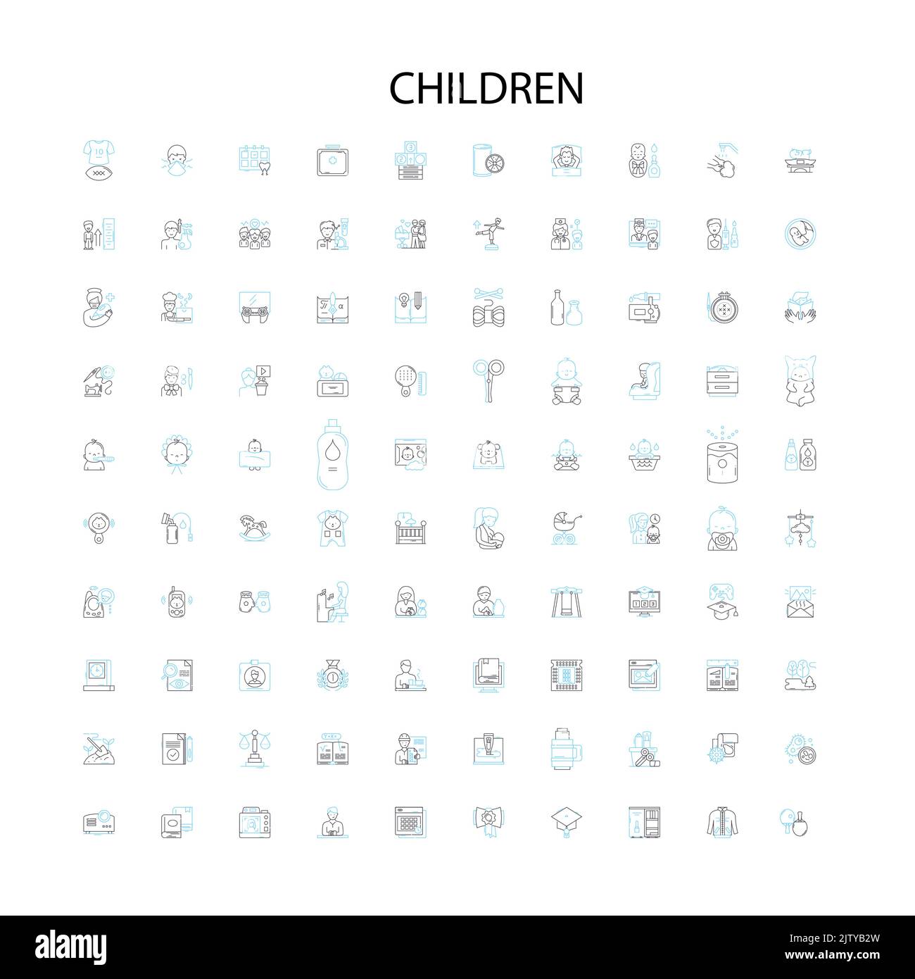 children icons, signs, outline symbols, concept linear illustration ...