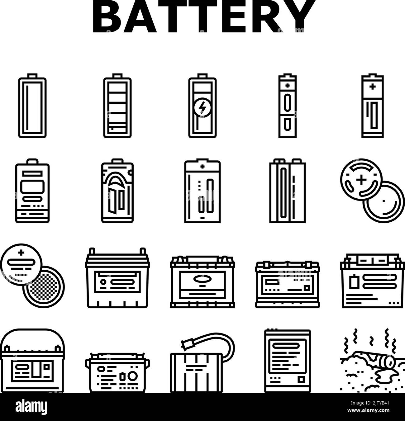 battery power energy electric car icons set vector Stock Vector Image ...