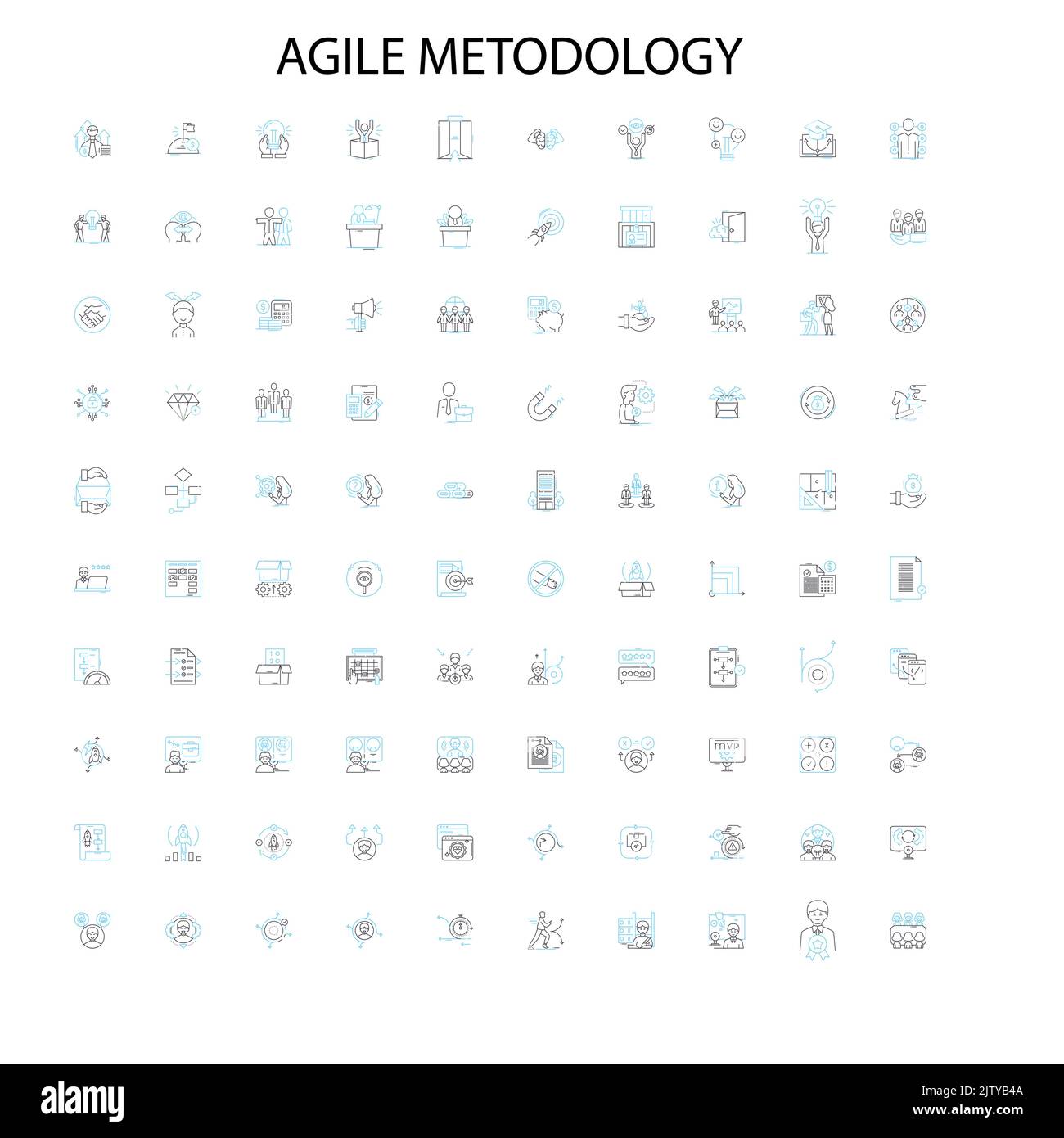 agile metodology icons, signs, outline symbols, concept linear ...