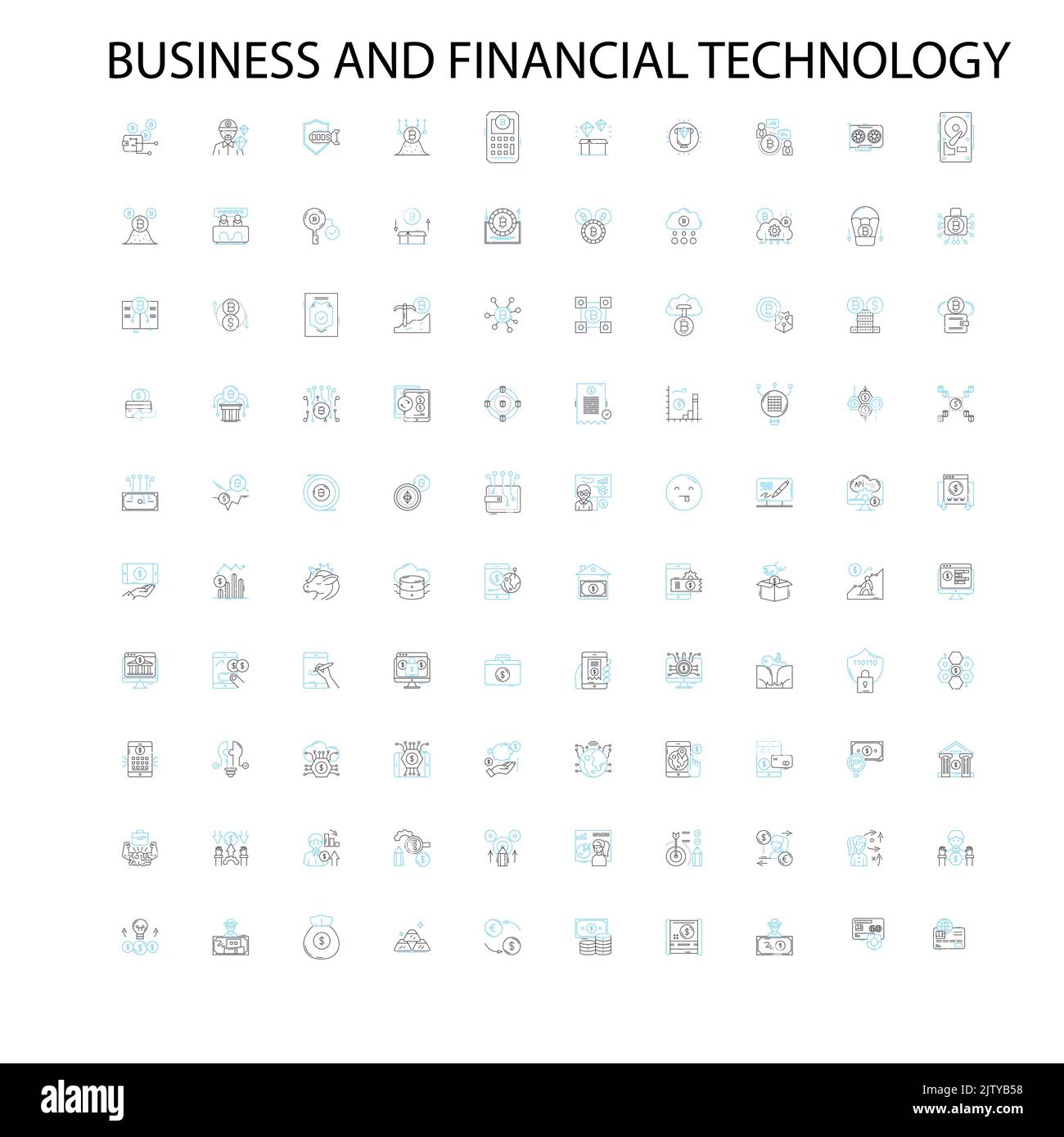 business and financial technology icons, signs, outline symbols ...