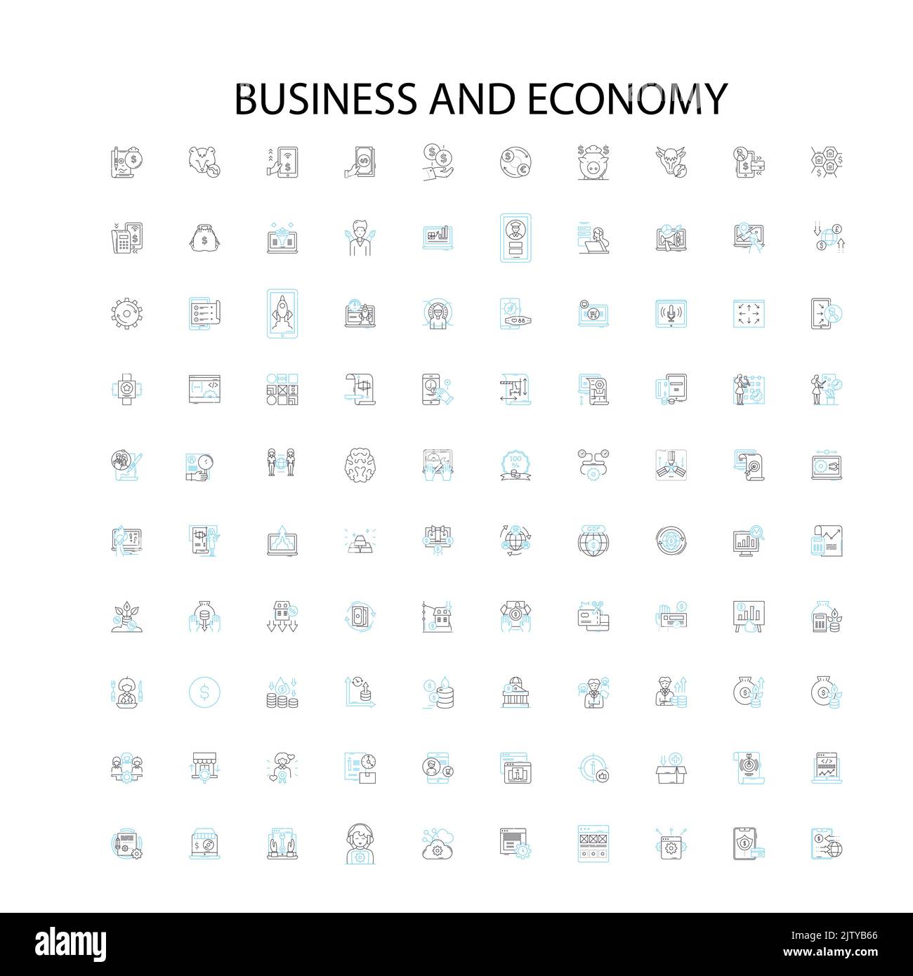 business and economy icons, signs, outline symbols, concept linear ...