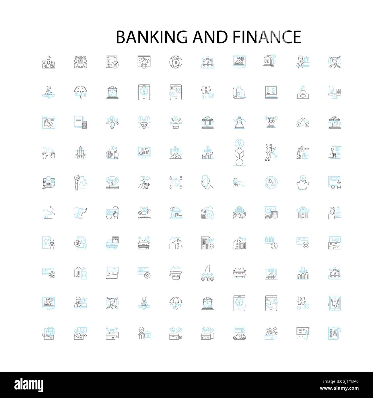 banking and finance icons, signs, outline symbols, concept linear ...