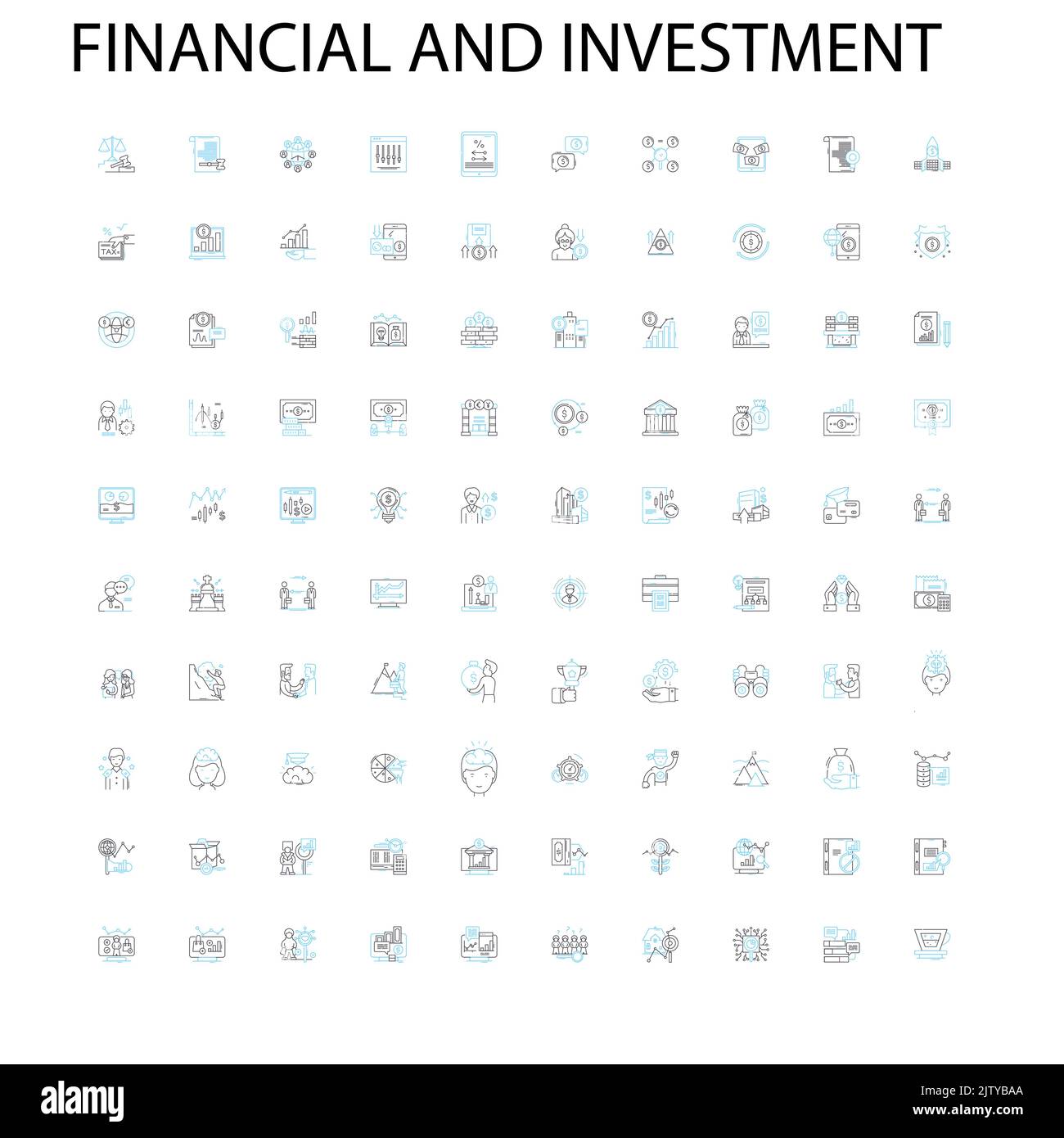 financial and investment icons, signs, outline symbols, concept linear ...