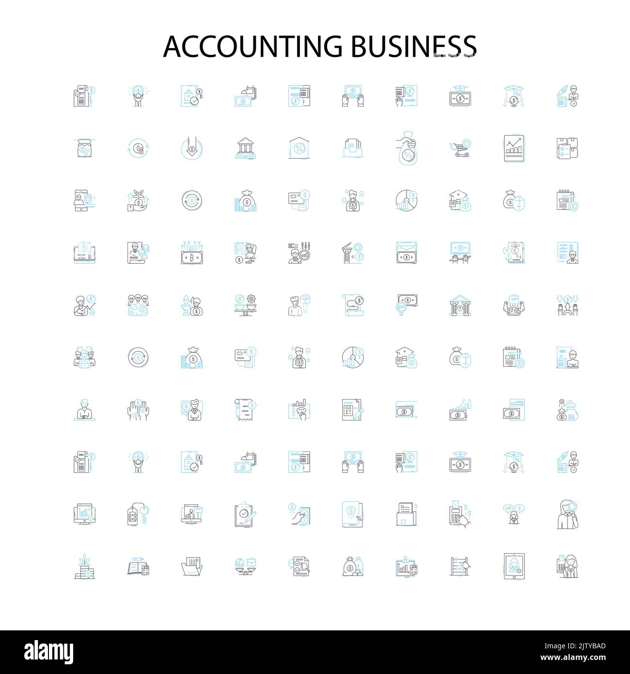 accounting business icons, signs, outline symbols, concept linear ...