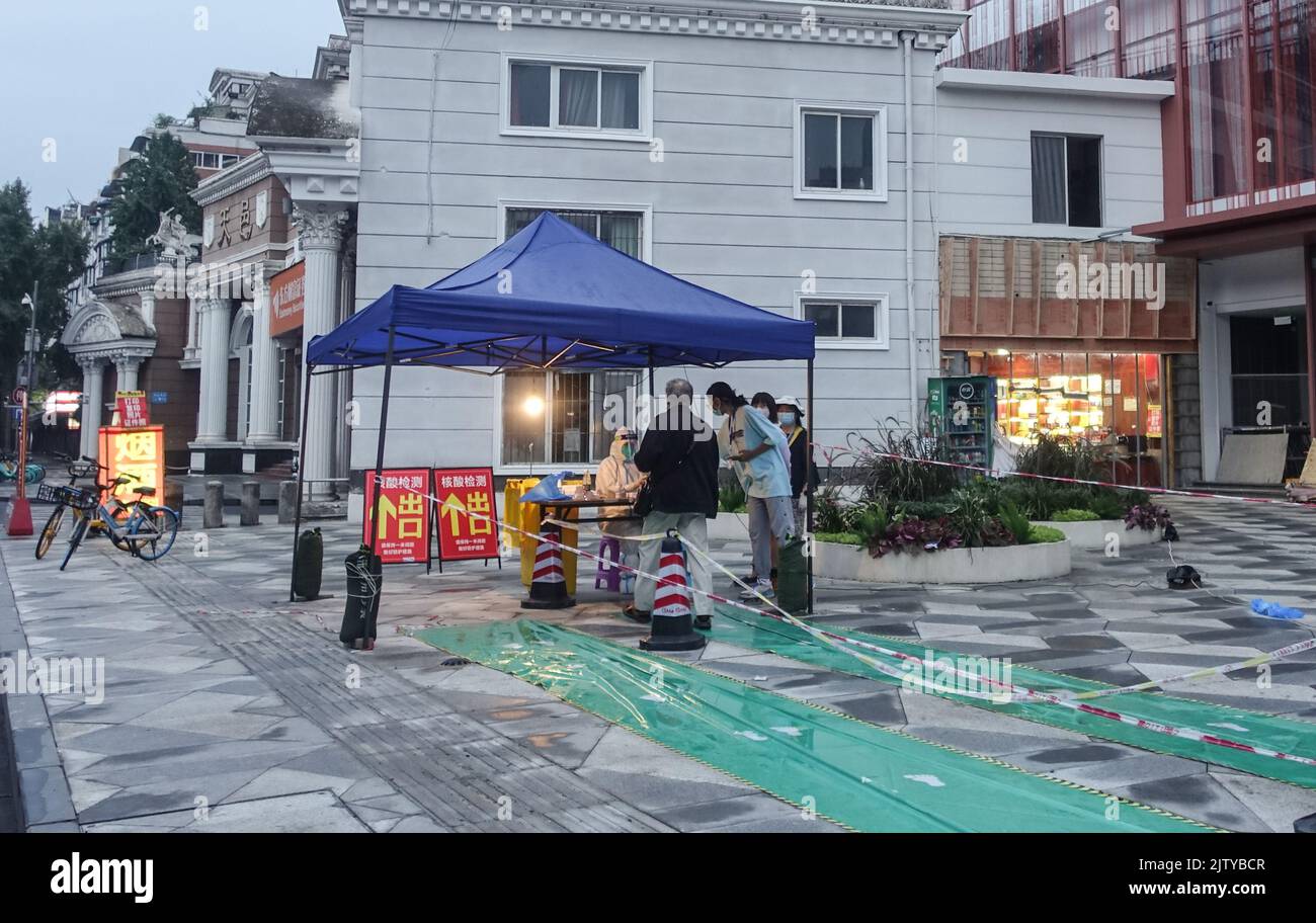 CHENGDU, CHINA - SEPTEMBER 2, 2022 - Citizens line up for nucleic acid ...