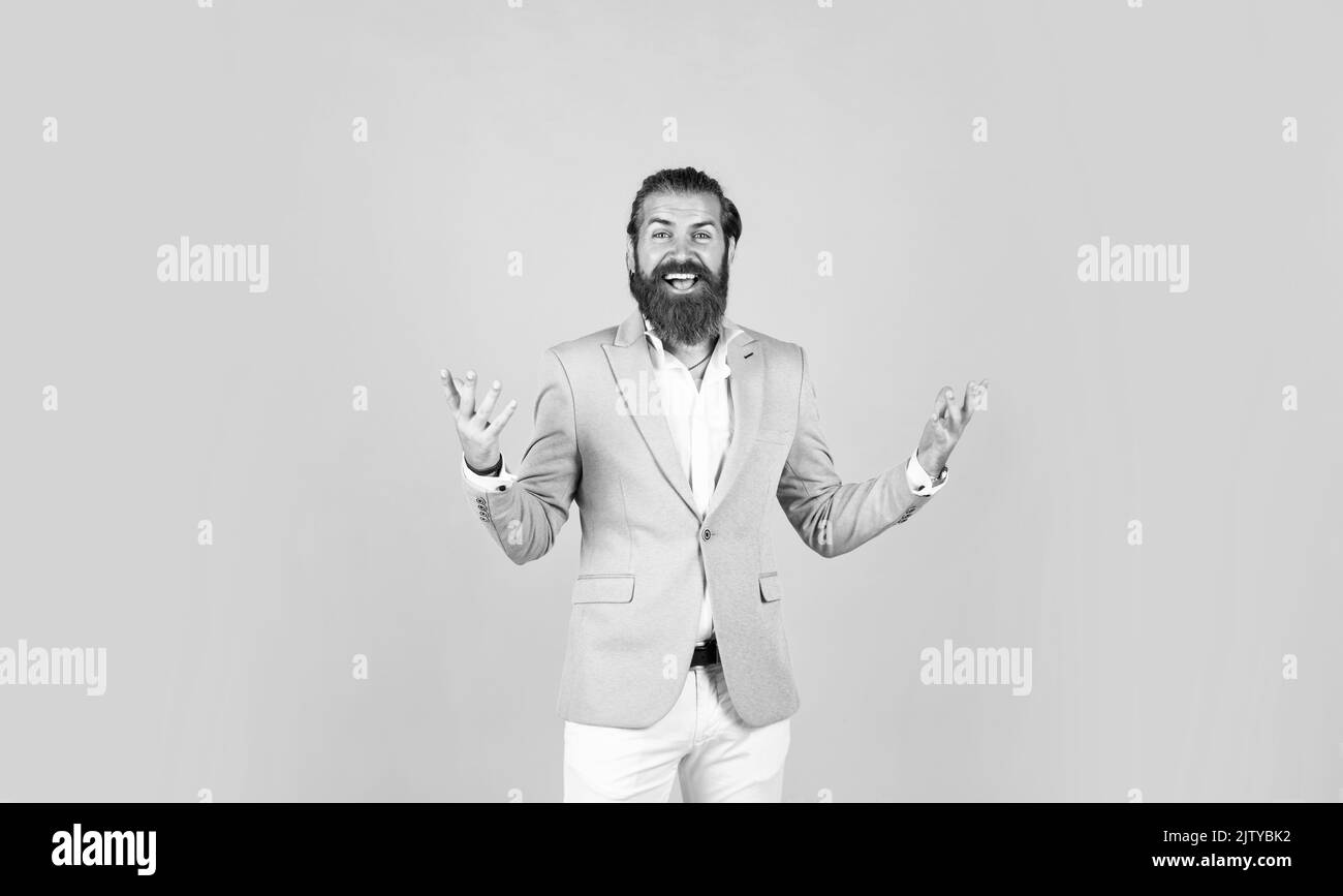 well groomed man in wedding formalwear has beard, grooming Stock Photo ...