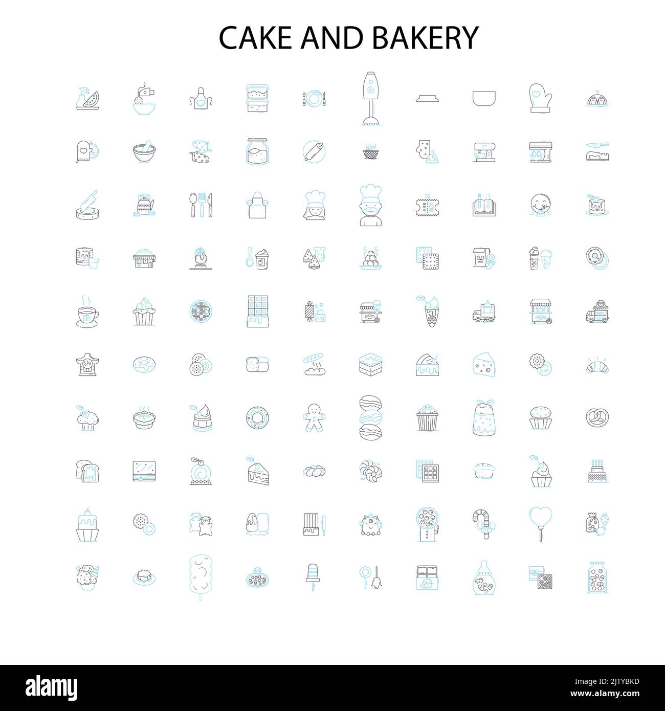 cake and bakery icons, signs, outline symbols, concept linear ...