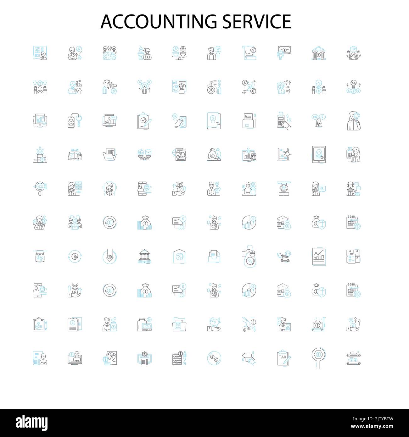 accounting service icons, signs, outline symbols, concept linear ...