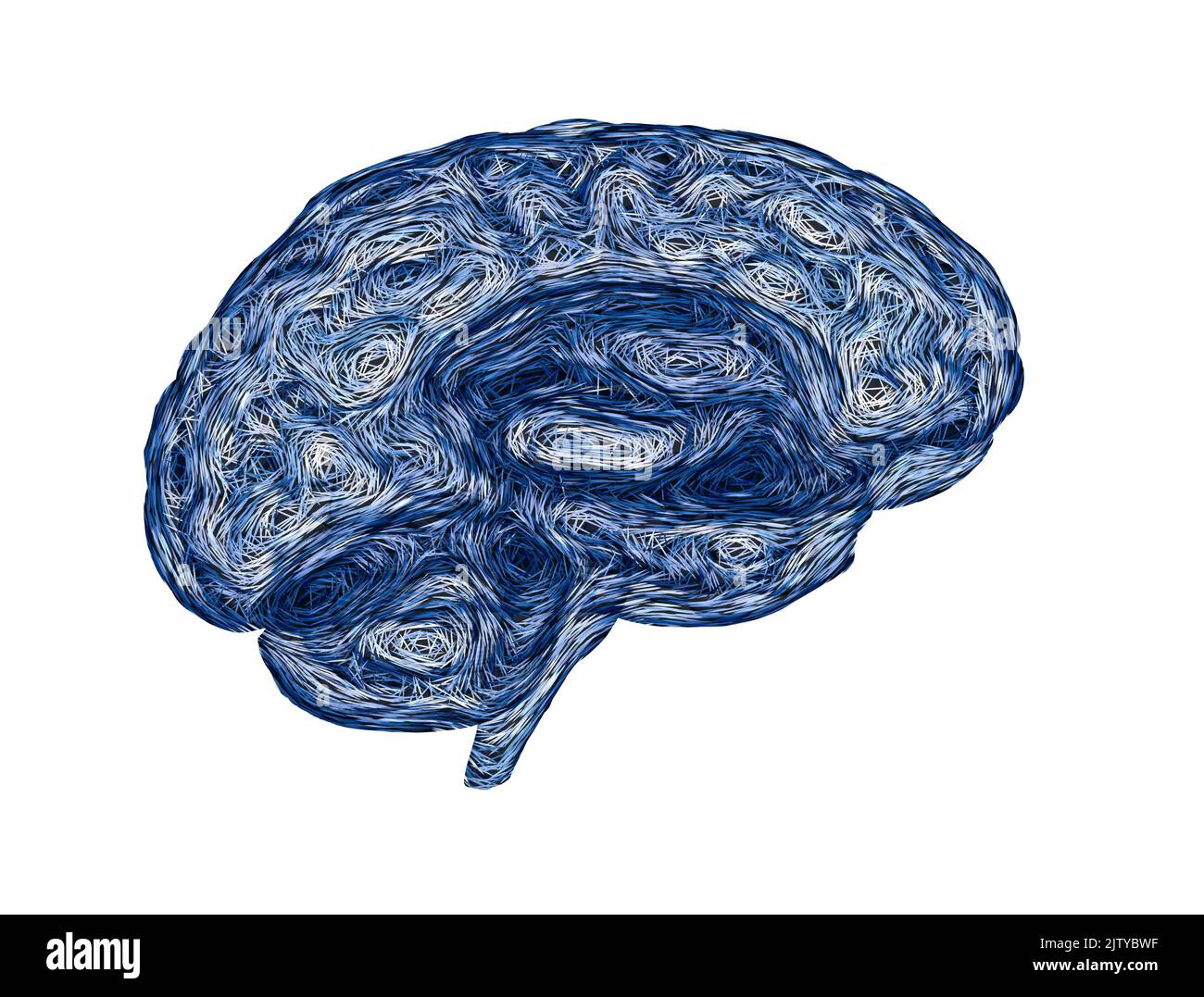 Human brain - side view blue 3d render isolated on white Stock Photo ...