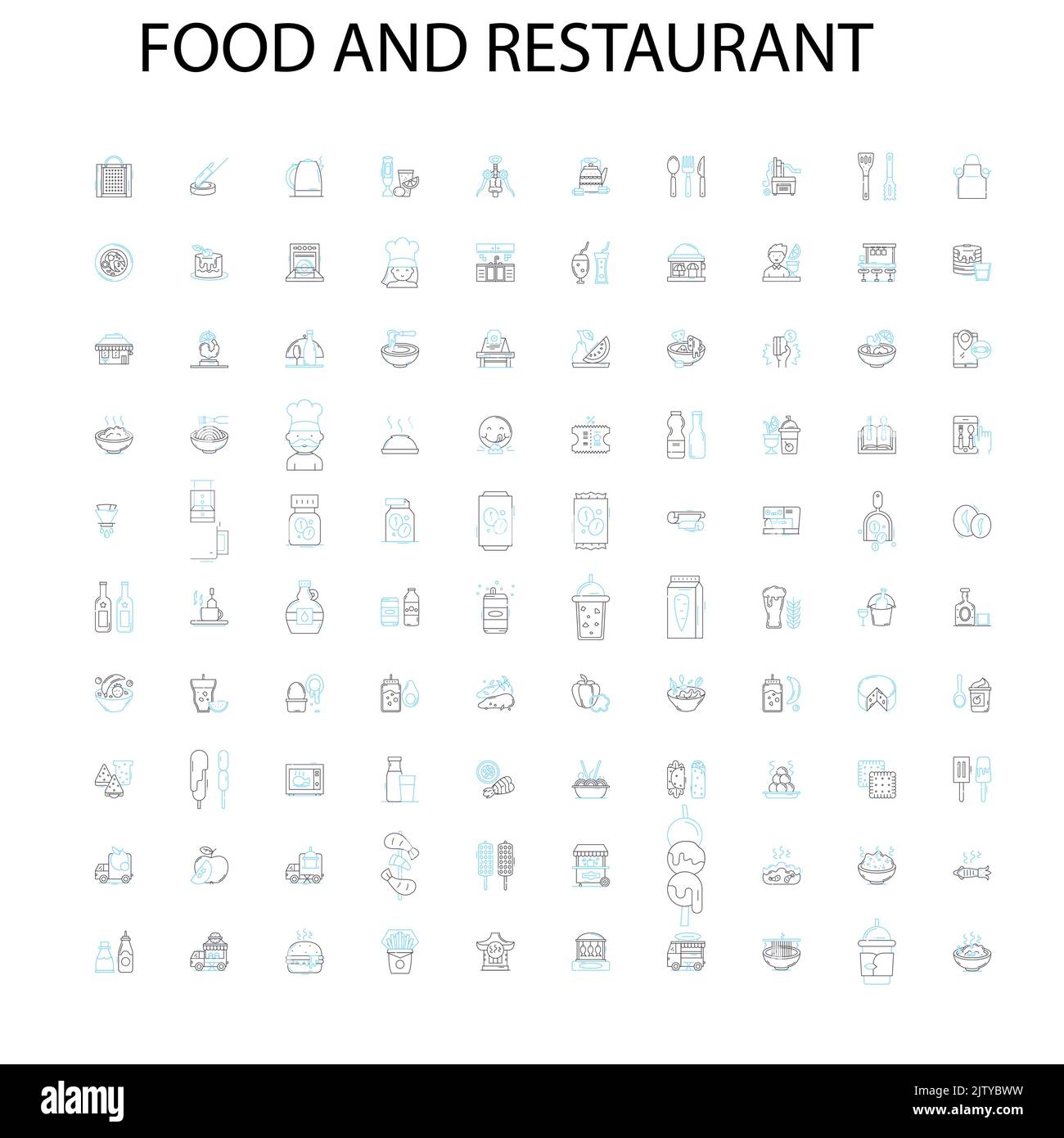 food and restaurant icons, signs, outline symbols, concept linear ...