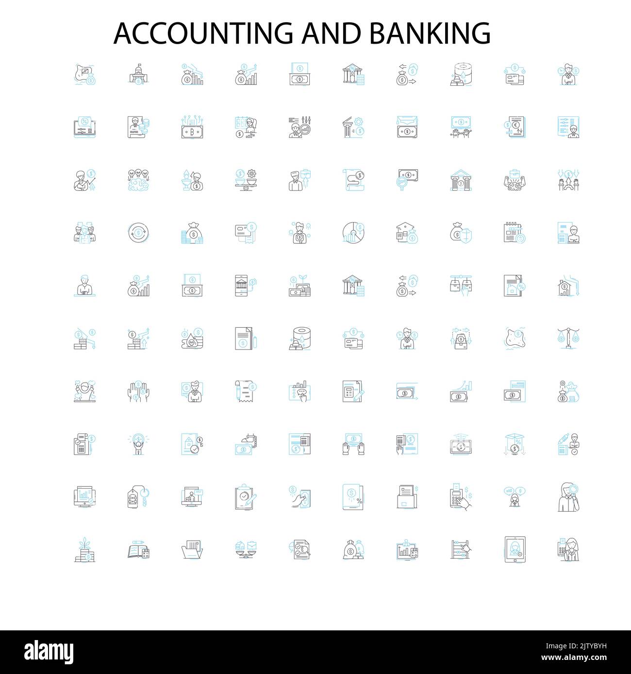 accounting and banking icons, signs, outline symbols, concept linear ...
