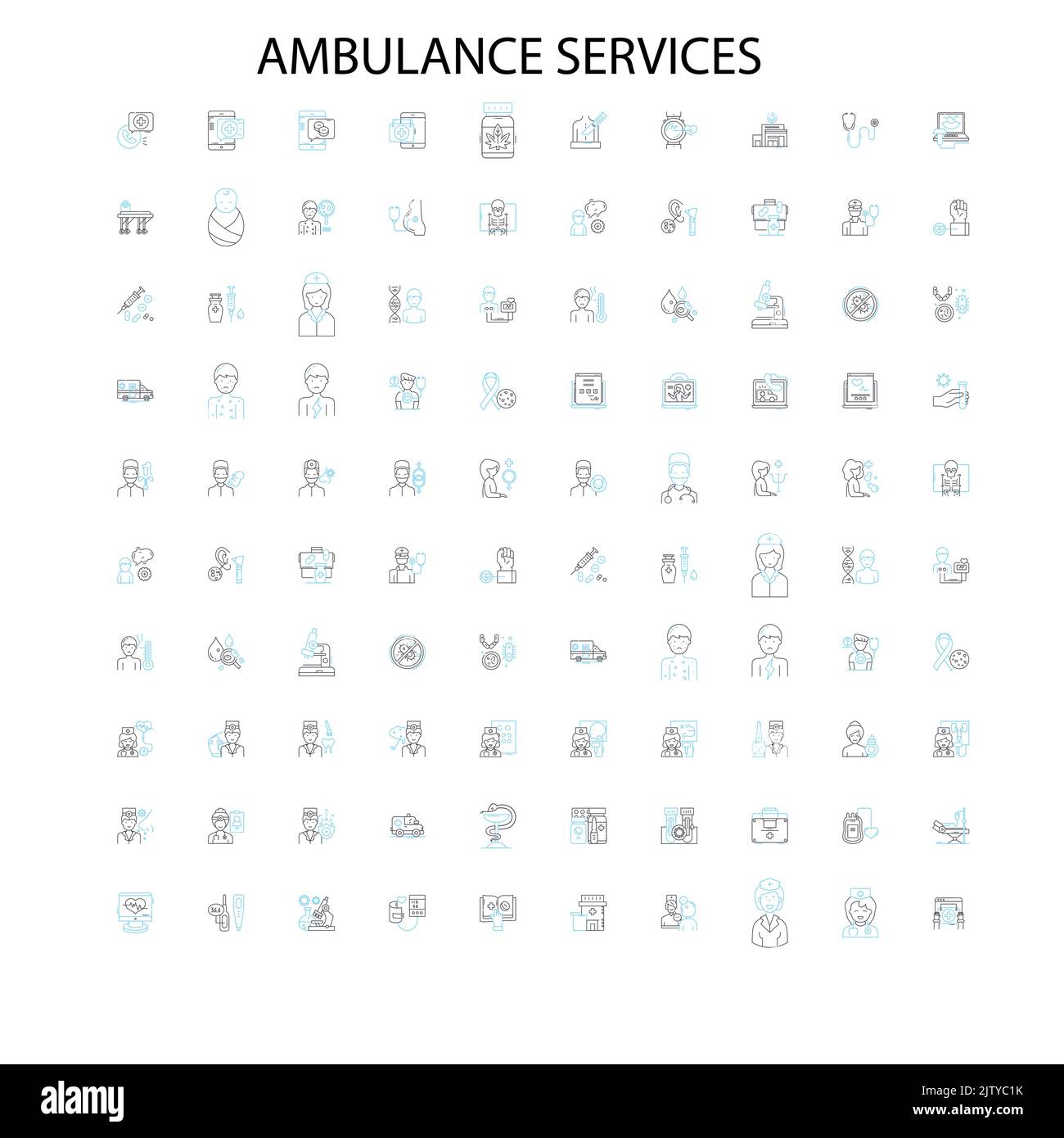 ambulance services icons, signs, outline symbols, concept linear illustration line collection ...