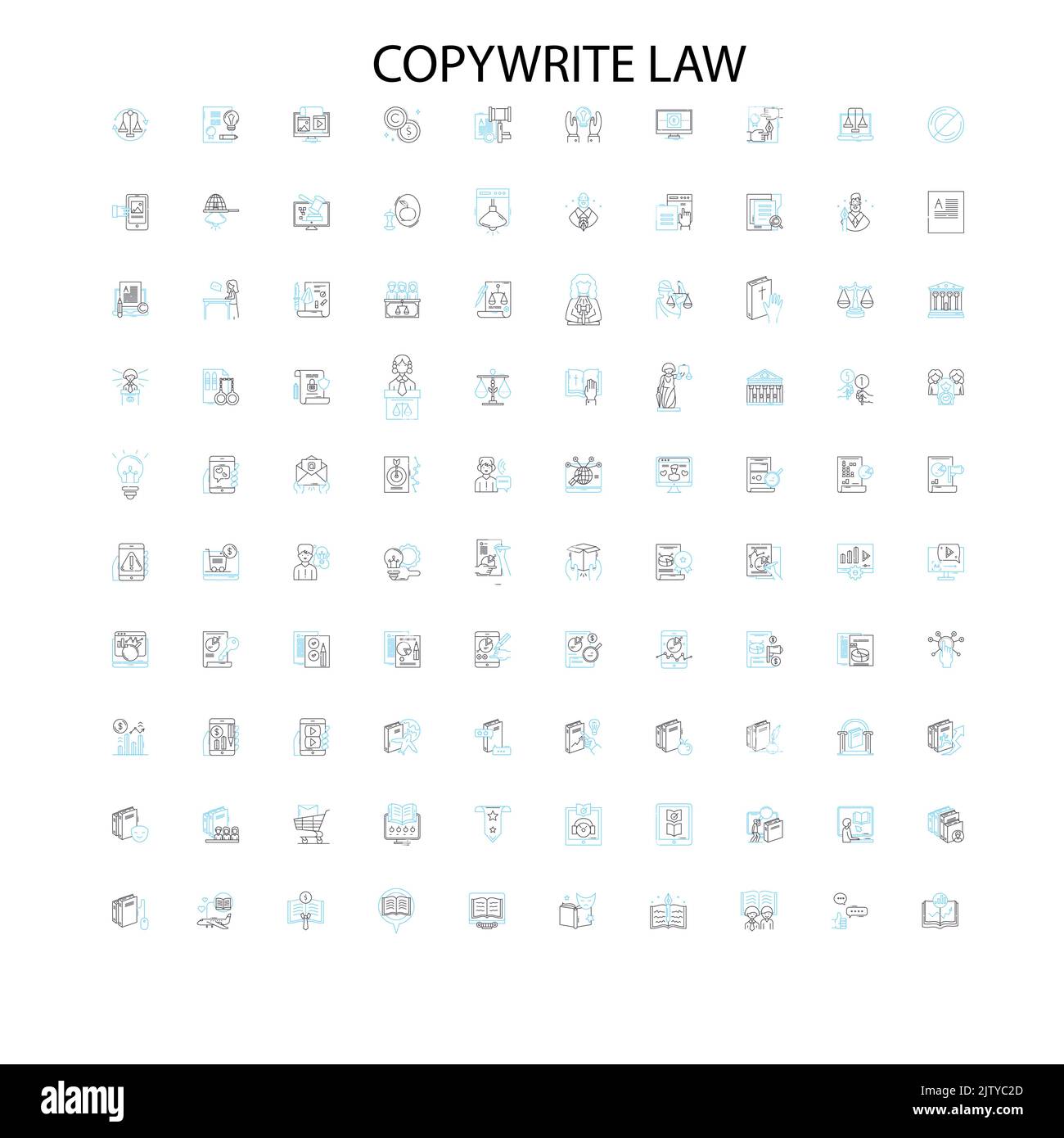 copywrite law icons, signs, outline symbols, concept linear ...