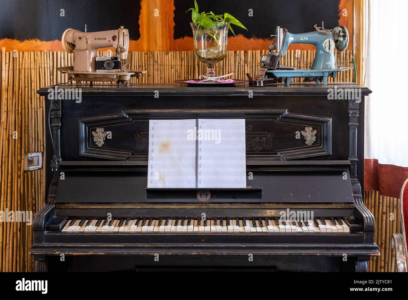 A beautiful shot of an old fashioned wooden piano Stock Photo - Alamy