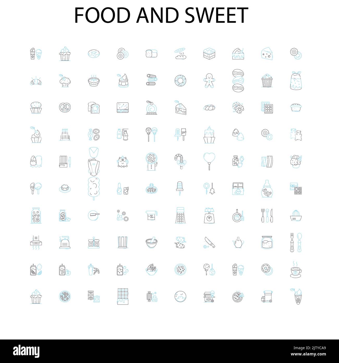food and sweet icons, signs, outline symbols, concept linear ...