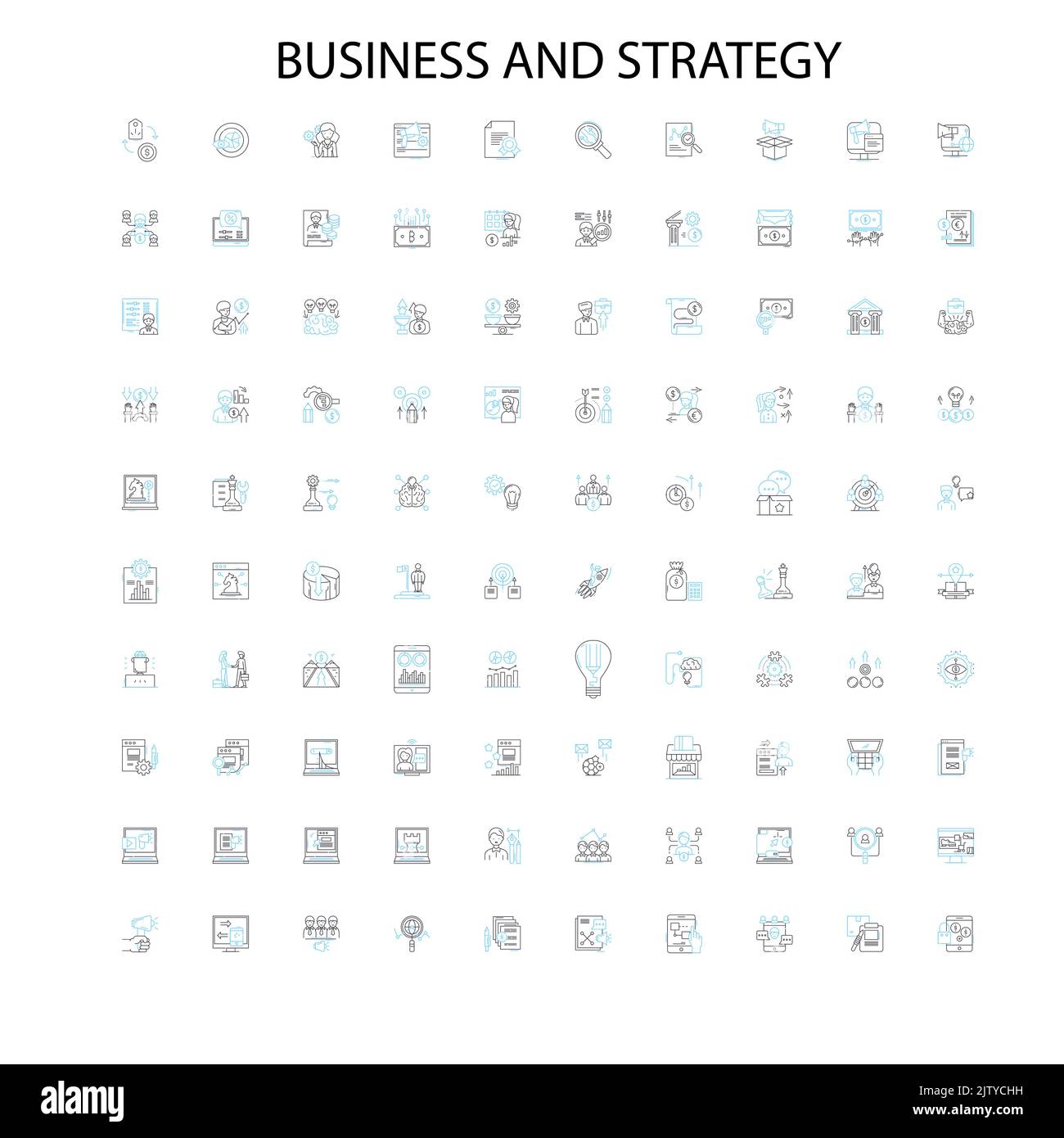 business and strategy icons, signs, outline symbols, concept linear ...
