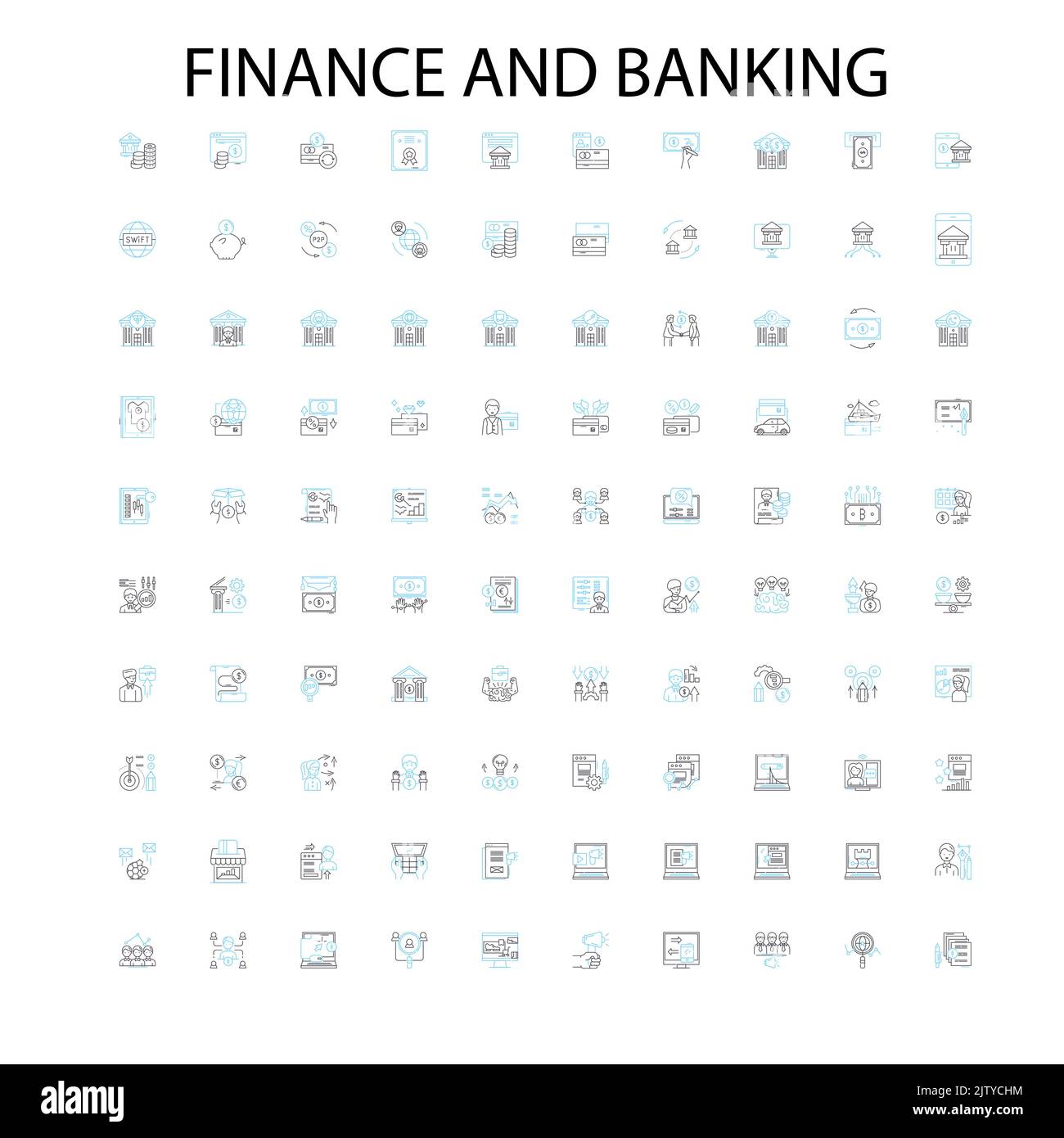 finance and banking icons, signs, outline symbols, concept linear ...