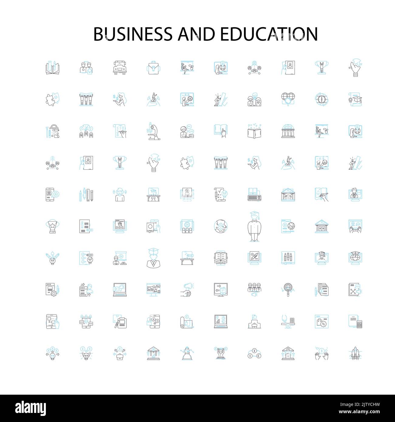 business and education icons, signs, outline symbols, concept linear ...
