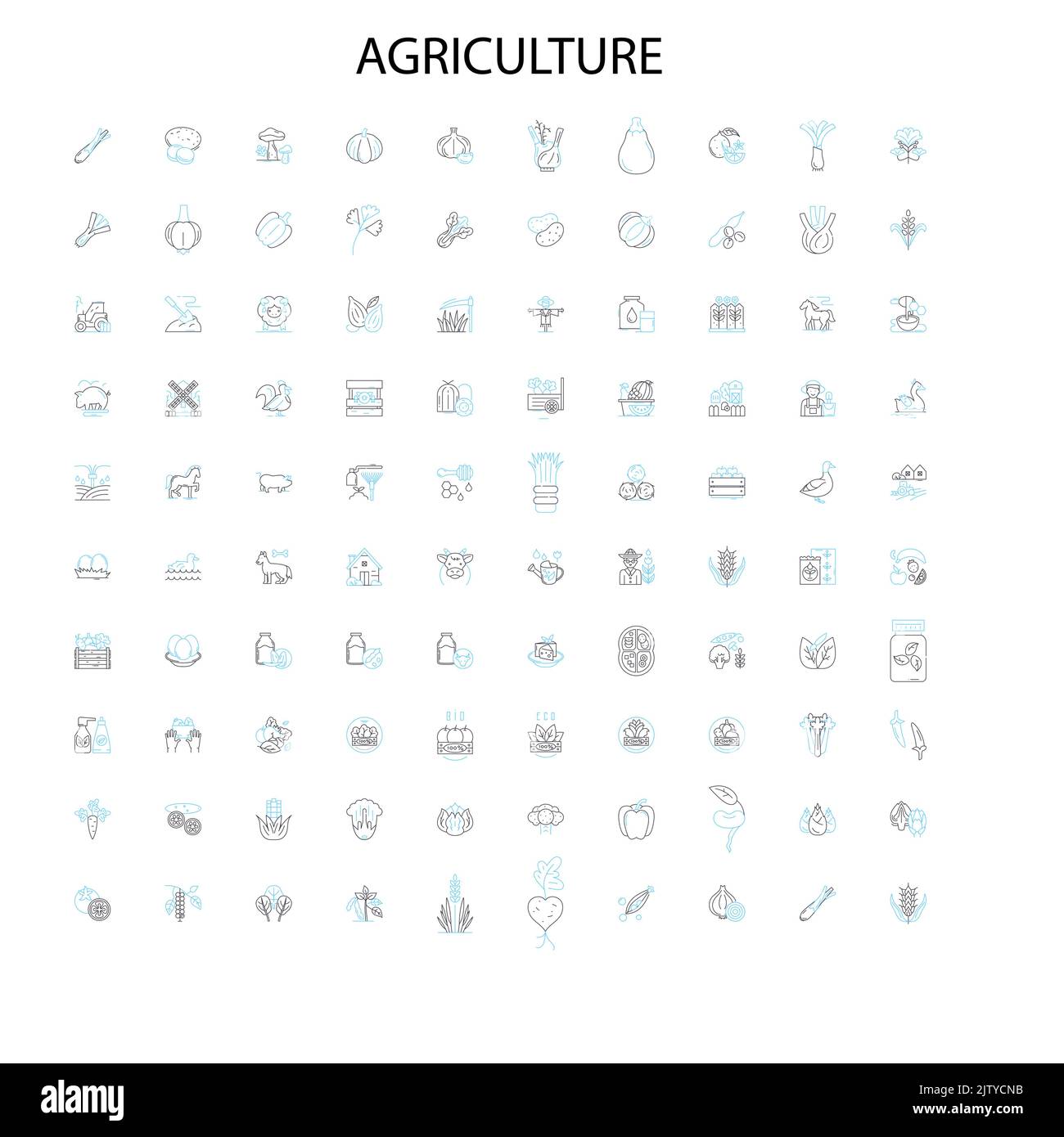 agriculture icons, signs, outline symbols, concept linear illustration ...