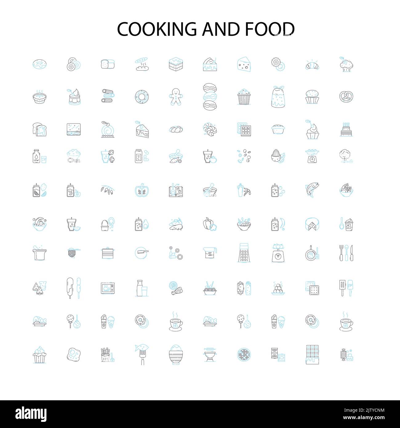 cooking and food icons, signs, outline symbols, concept linear ...