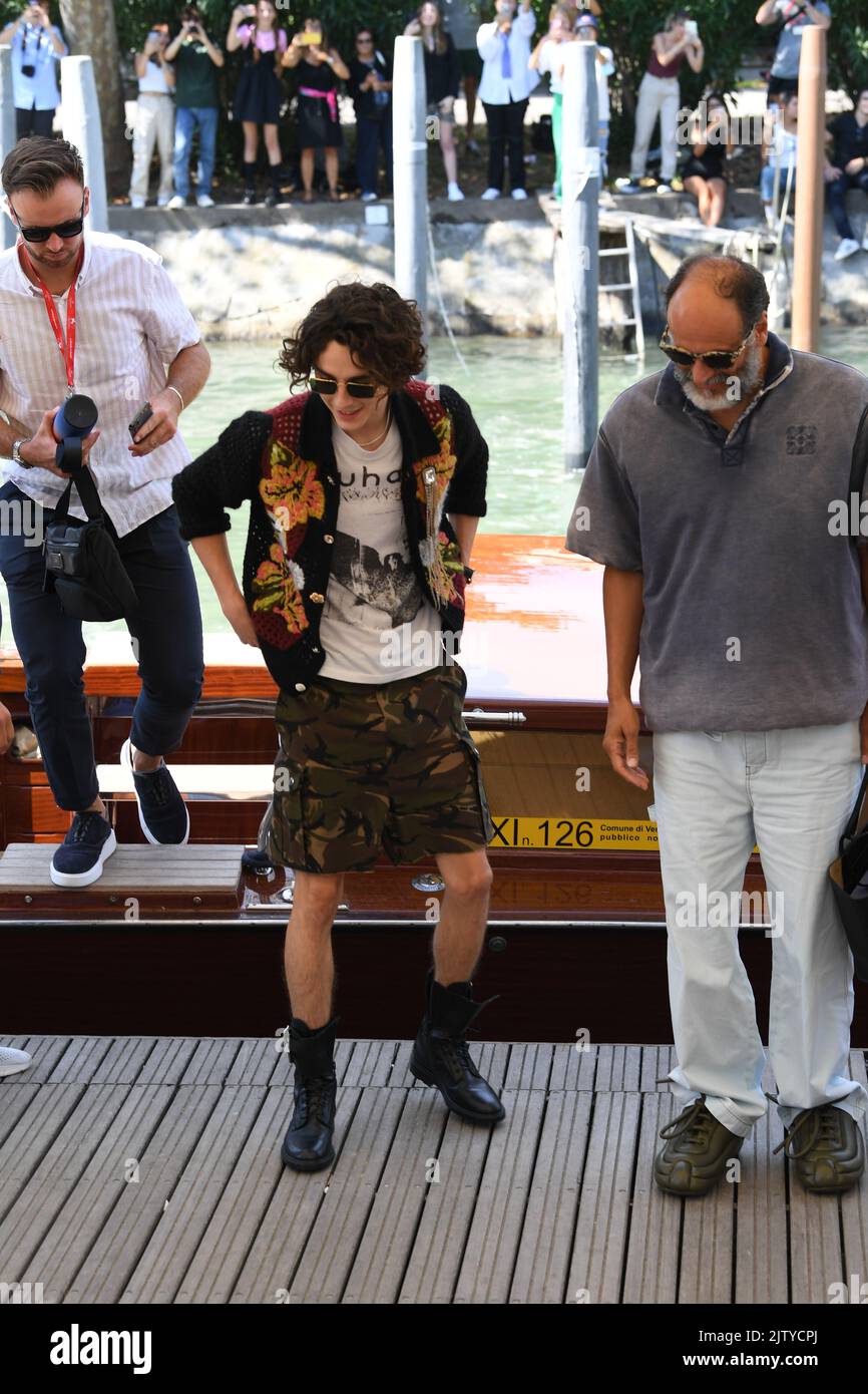 Timothee Chalamet seen arriving during the 79th Venice International ...