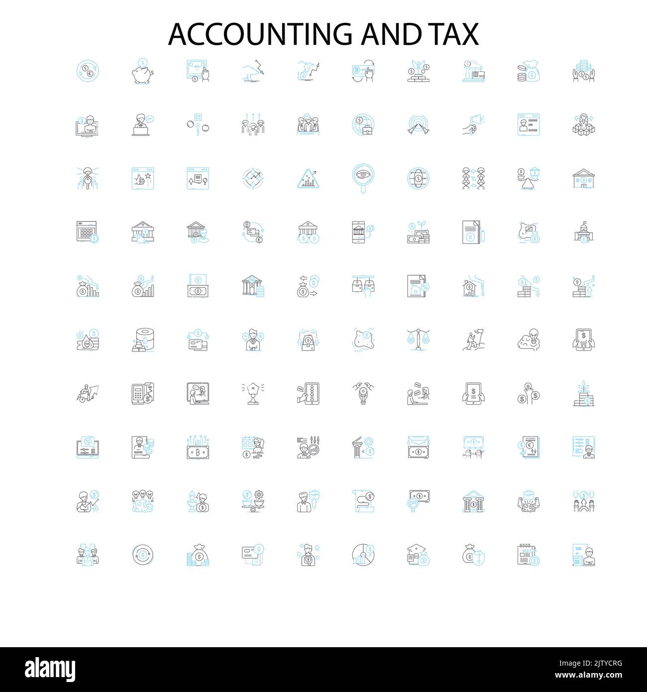 accounting and tax icons, signs, outline symbols, concept linear ...