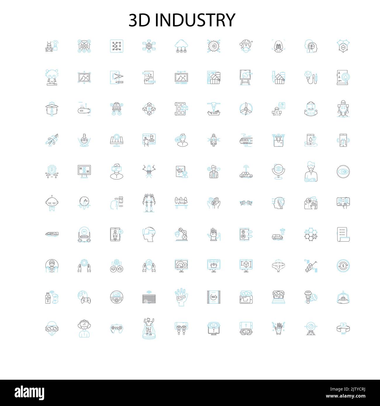 3d industry icons, signs, outline symbols, concept linear illustration line collection Stock ...