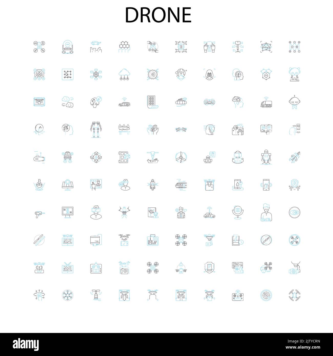 drone icons, signs, outline symbols, concept linear illustration line ...