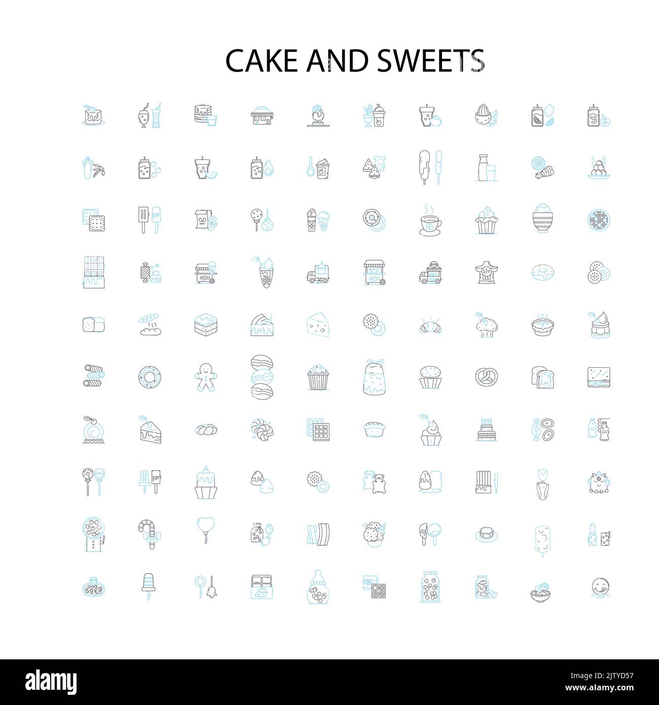 cake and sweets icons, signs, outline symbols, concept linear ...