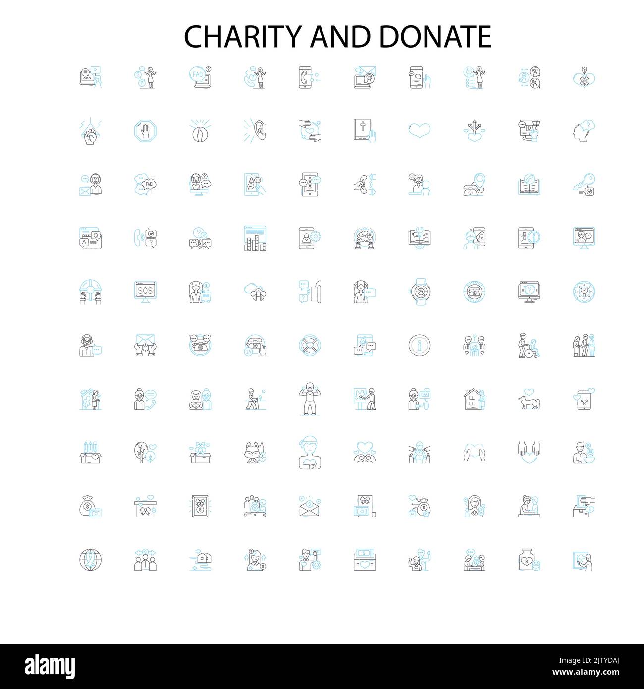 charity and donate icons, signs, outline symbols, concept linear ...