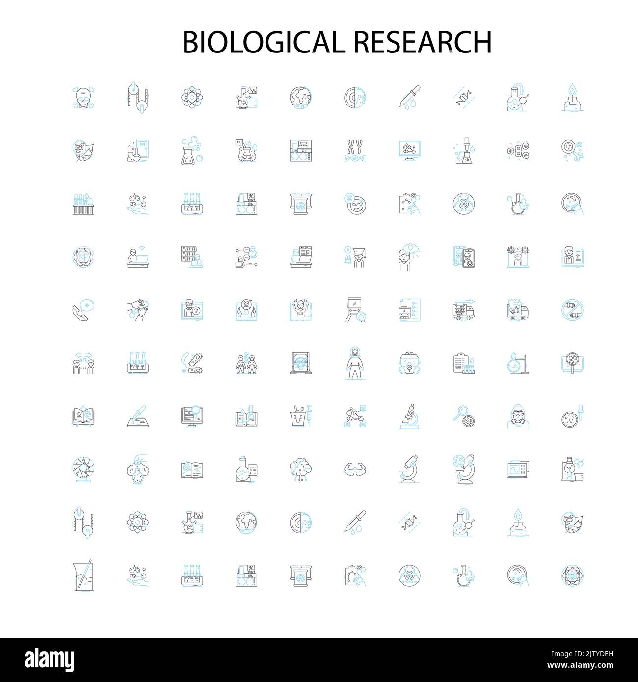 biological research icons, signs, outline symbols, concept linear ...