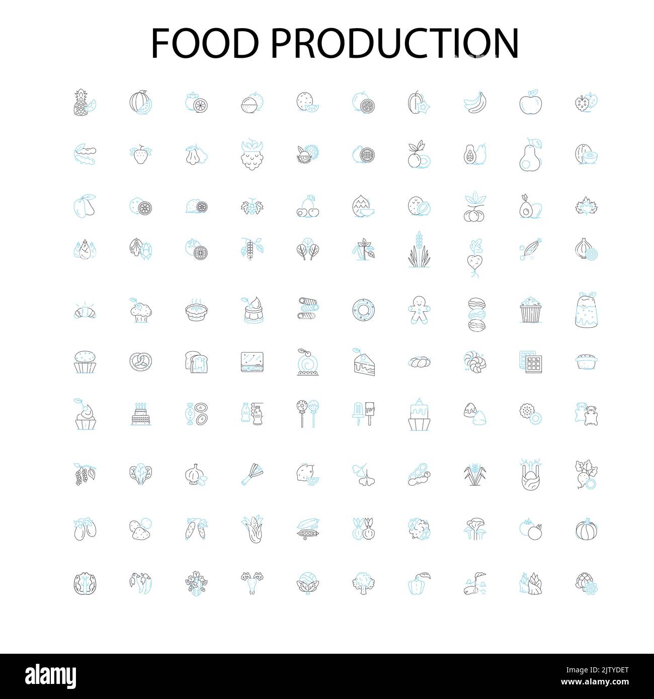 food production icons, signs, outline symbols, concept linear ...