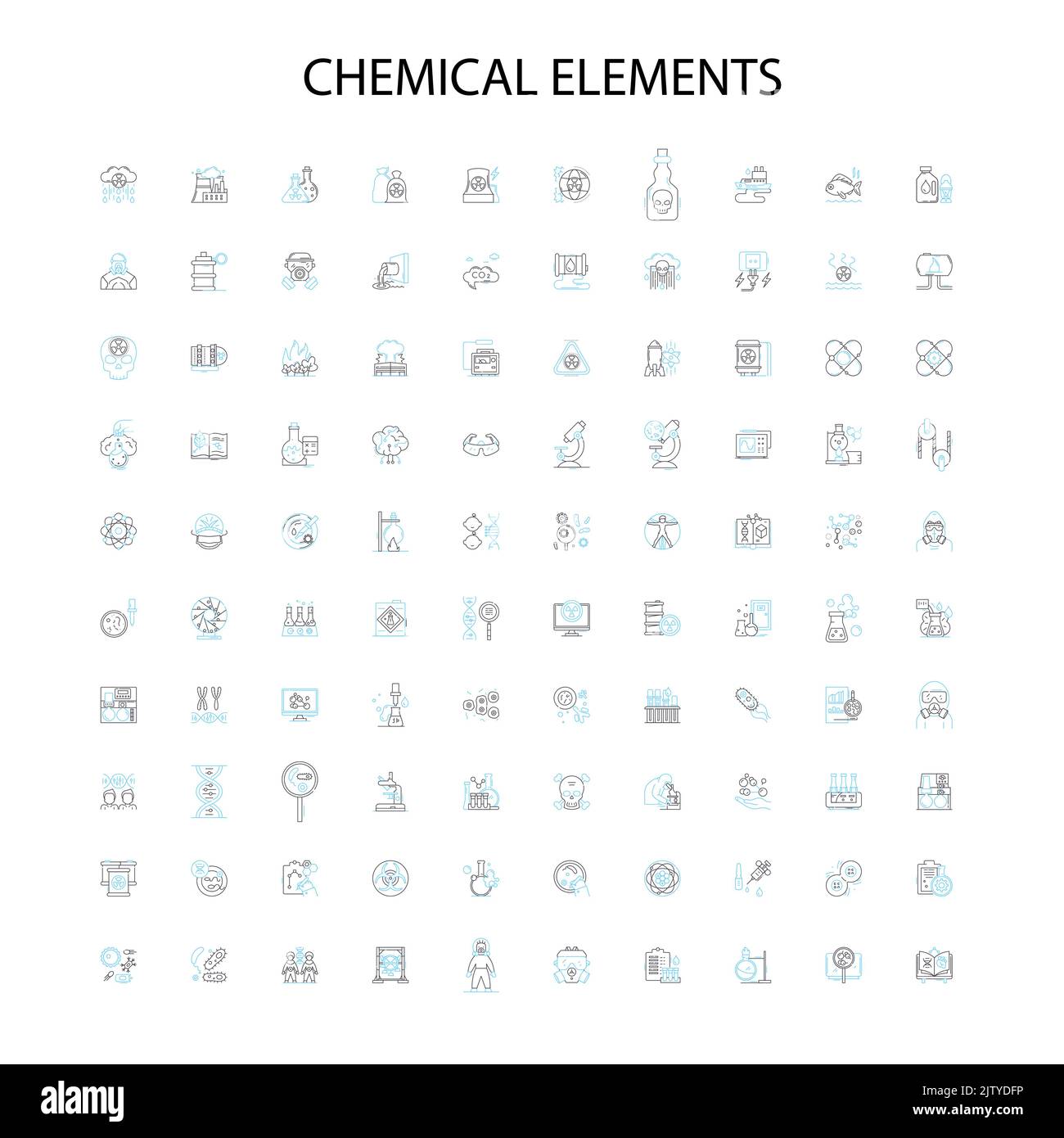 chemical elements icons, signs, outline symbols, concept linear ...