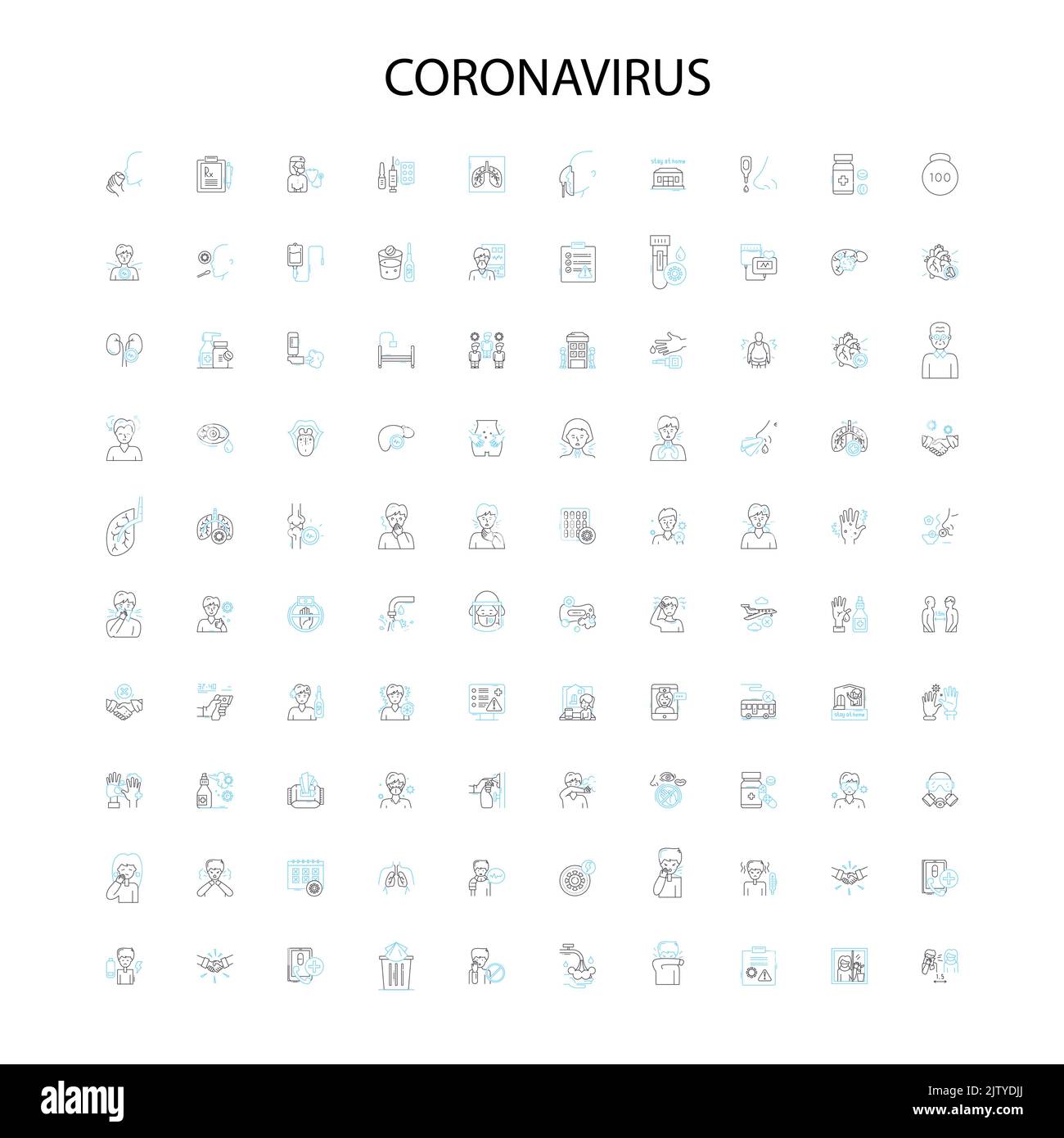 coronavirus icons, signs, outline symbols, concept linear illustration ...